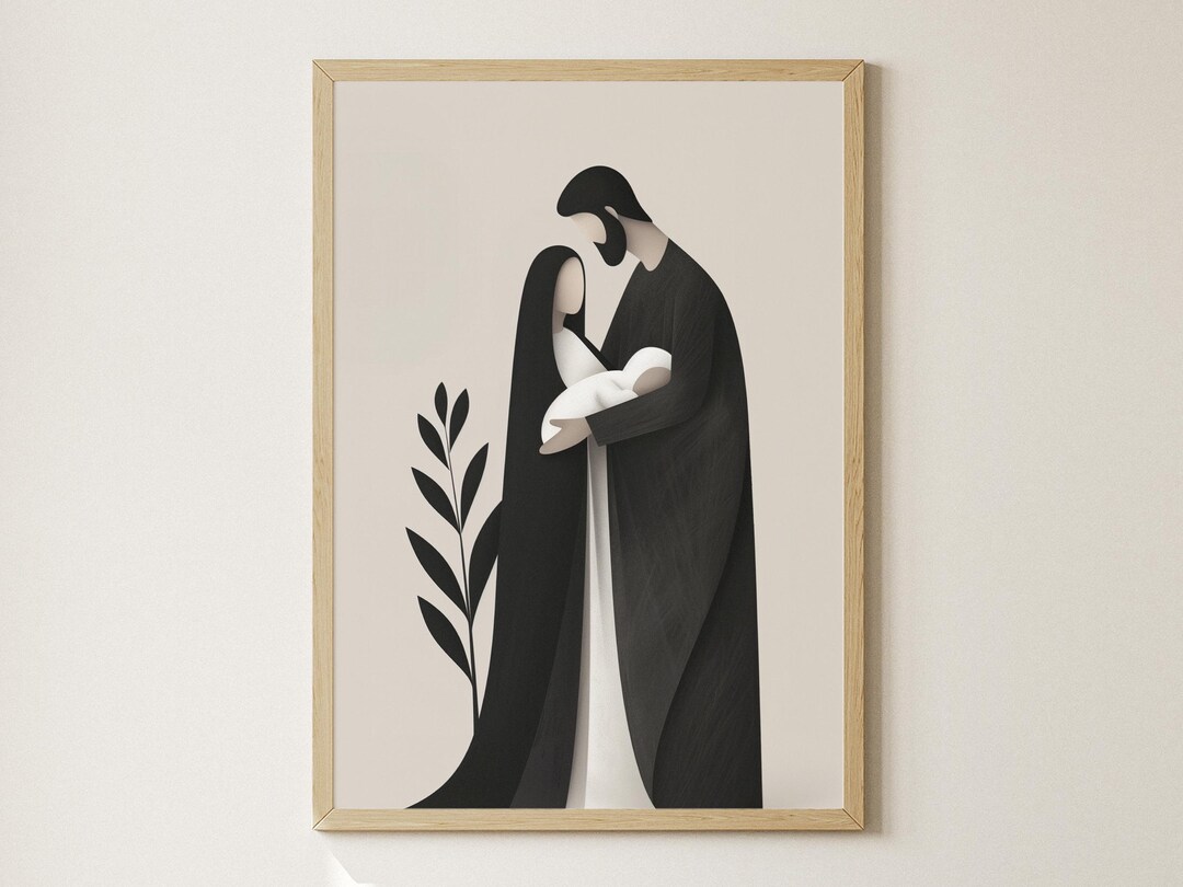 Minimalist Nativity Wall Art, Christmas Nativity Scene Print, Modern ...