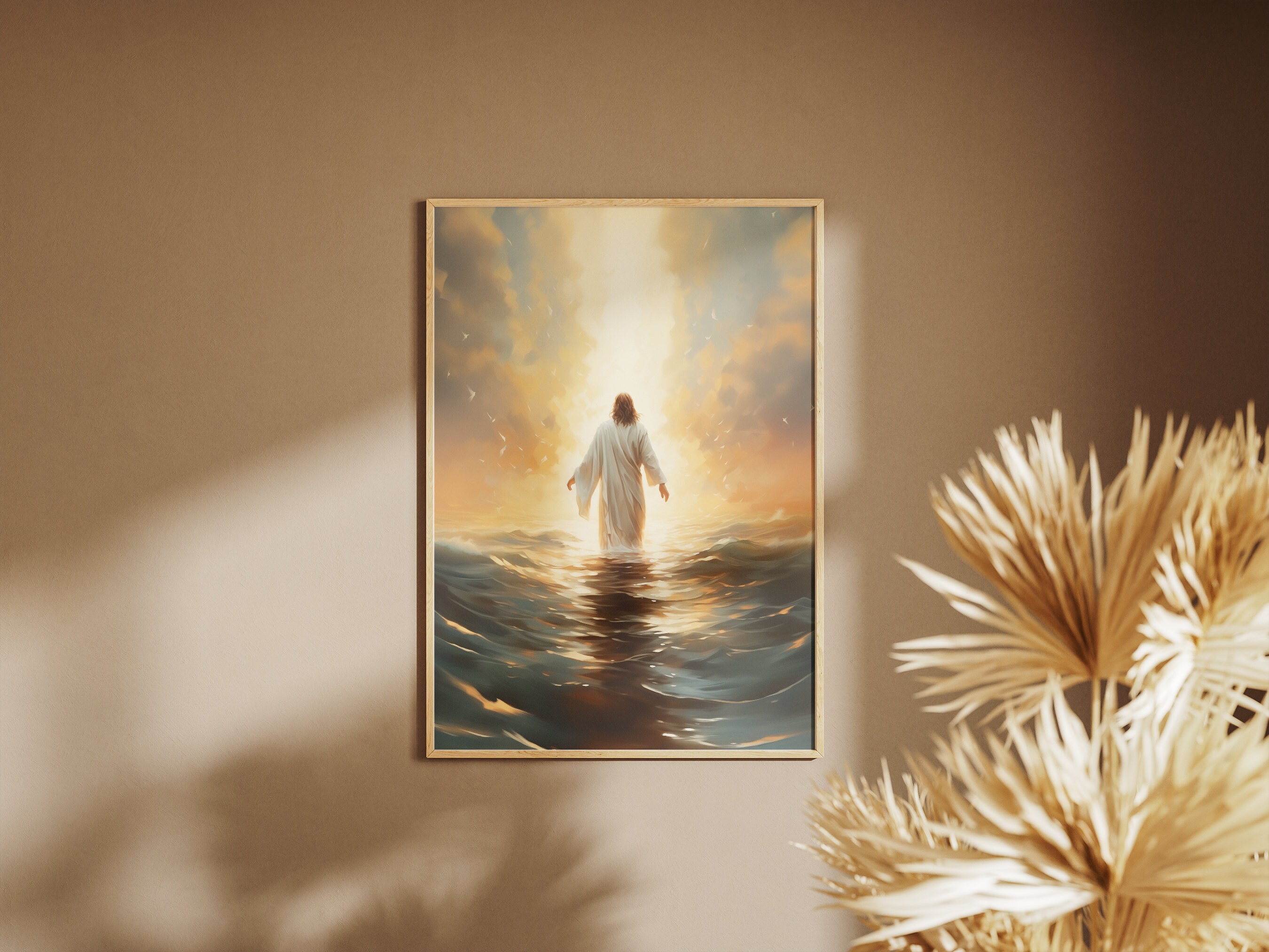 Calm Above Chaos, Jesus Walks on Water Print, Christian Artwork ...
