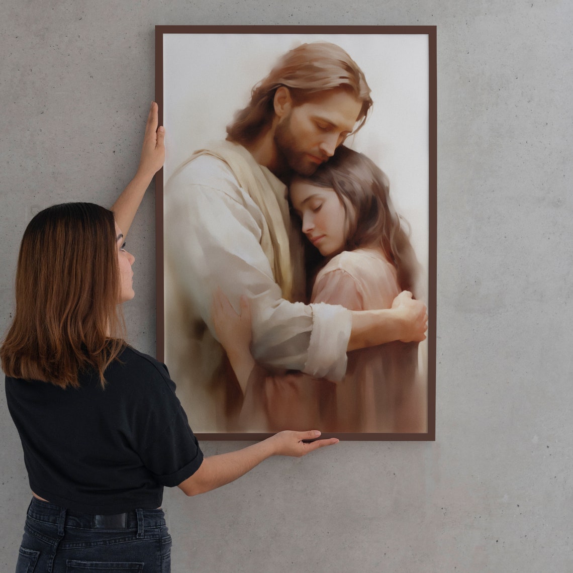 Jesus Embracing a Woman, Jesus Christ Print, Christian Art, Jesus Wall ...