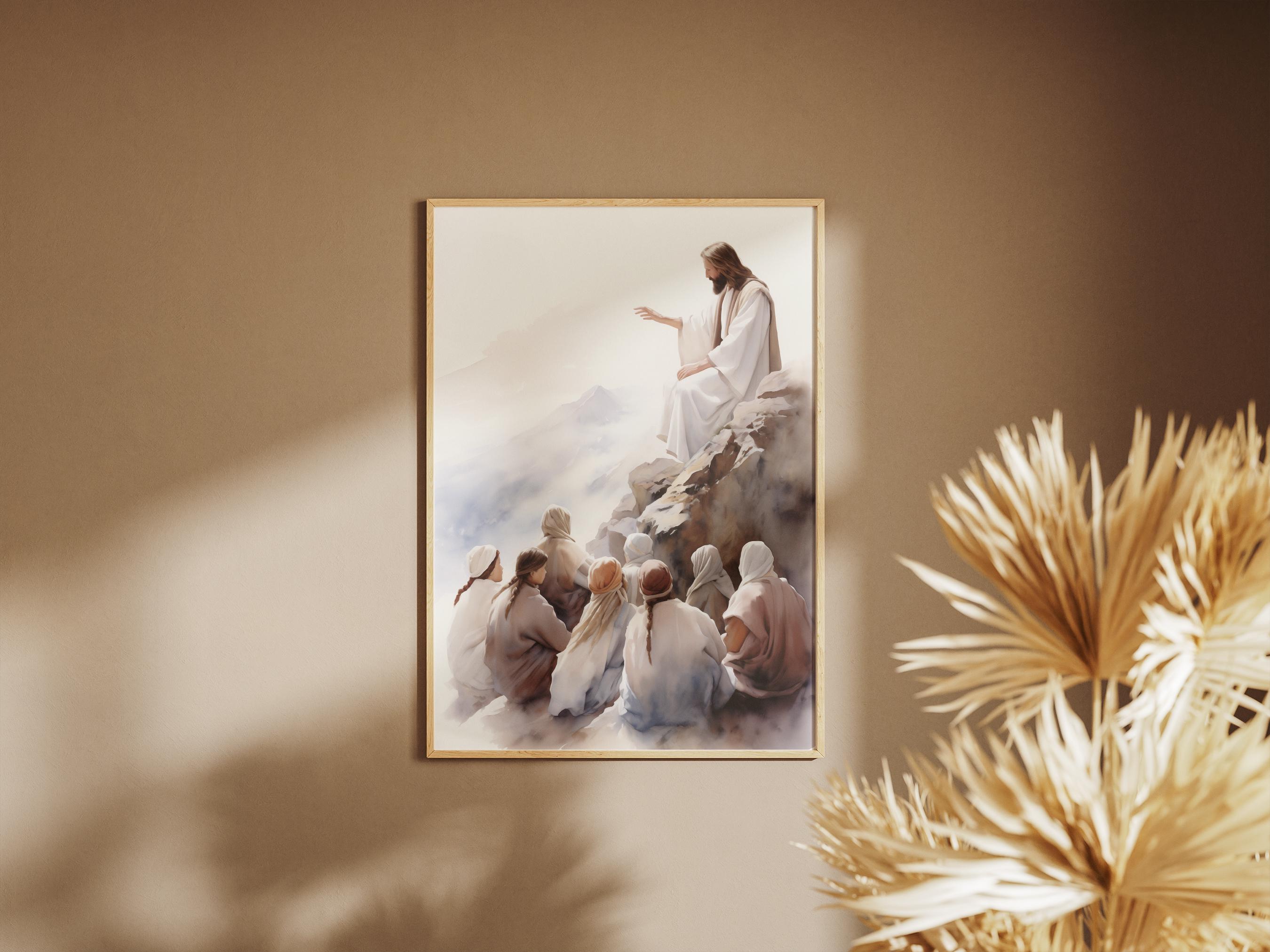 Sermon on the Mount Printable, Modern Christian Wall Art, Jesus Christ ...