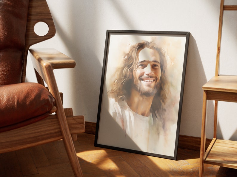 Jesus Christ Print, Jesus Smiling, Bible Art, Christian Wall Art ...
