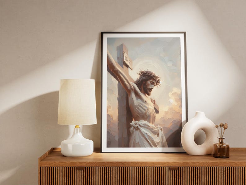 Jesus on Cross Wall Art, Crucifixion Artwork, Lent Art Print, Holy Week ...