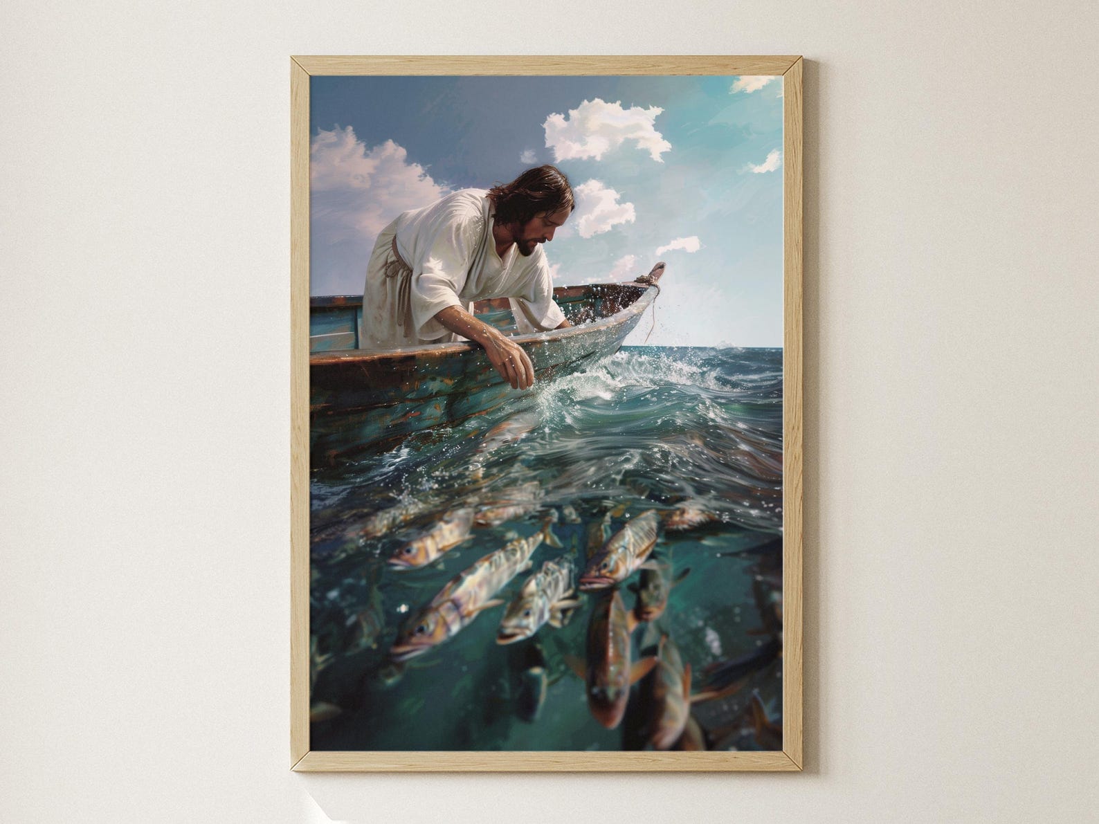 The Miraculous Catch of Fish, Digital Christian Artwork, Bible Verse ...