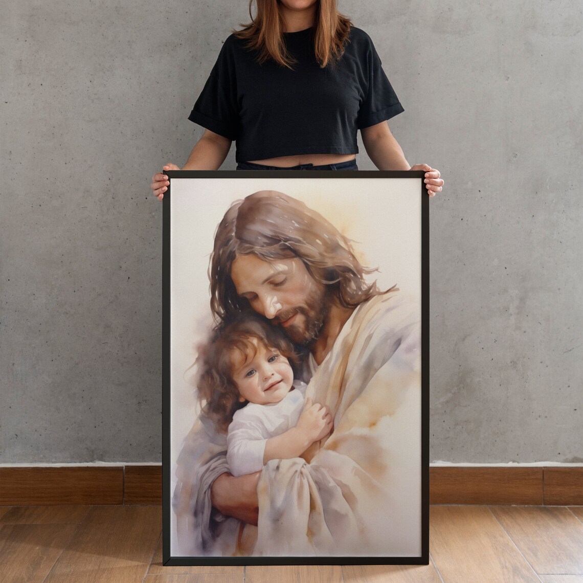 Jesus Hugging a Child, Baptism Gift, Jesus Christ Painting, Bible Art ...