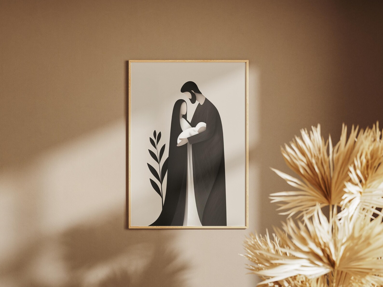 Minimalist Nativity Wall Art, Christmas Nativity Scene Print, Modern ...