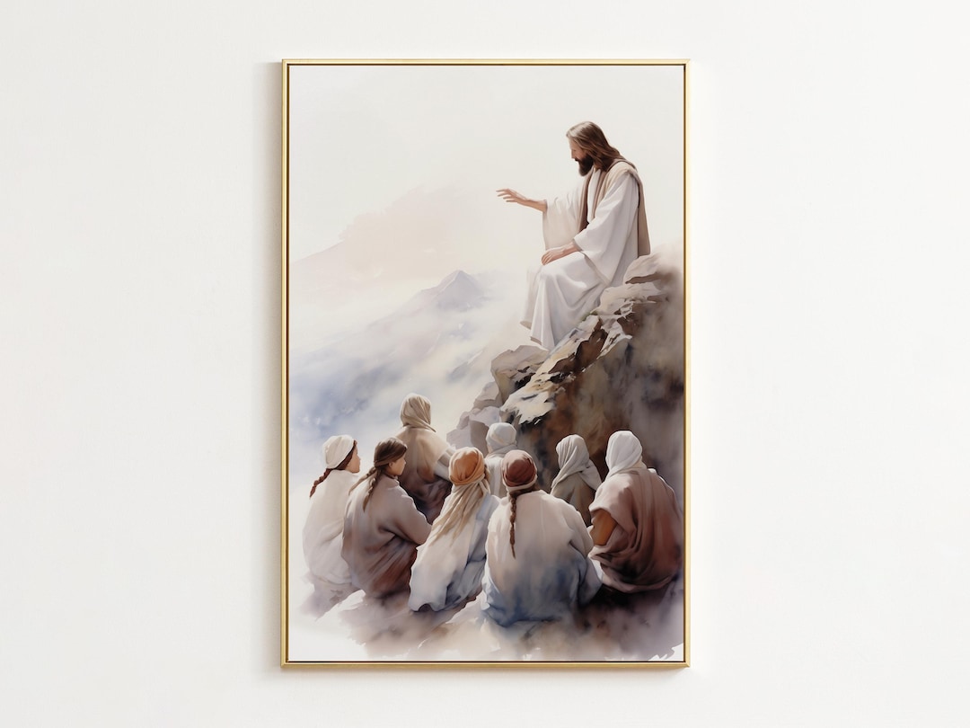 Sermon on the Mount Printable, Modern Christian Wall Art, Jesus Christ ...