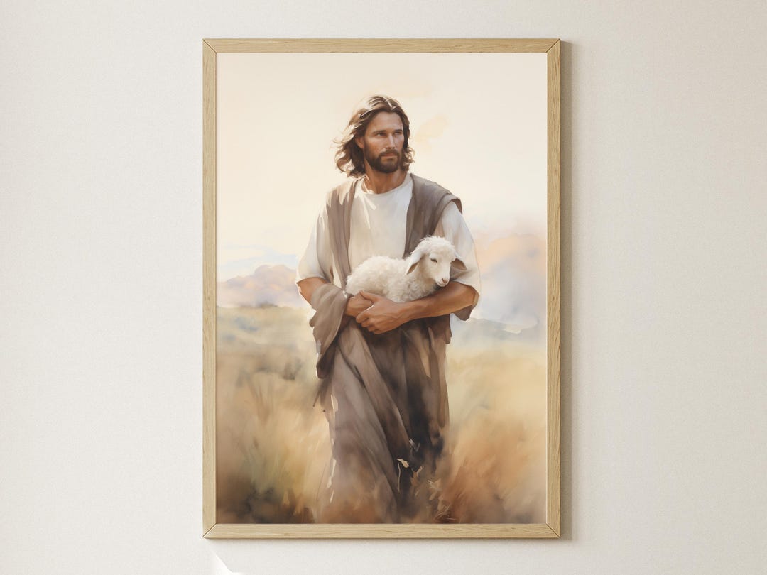 Jesus With Lamb, Jesus Carrying the Sheep, the Good Shepherd Print ...