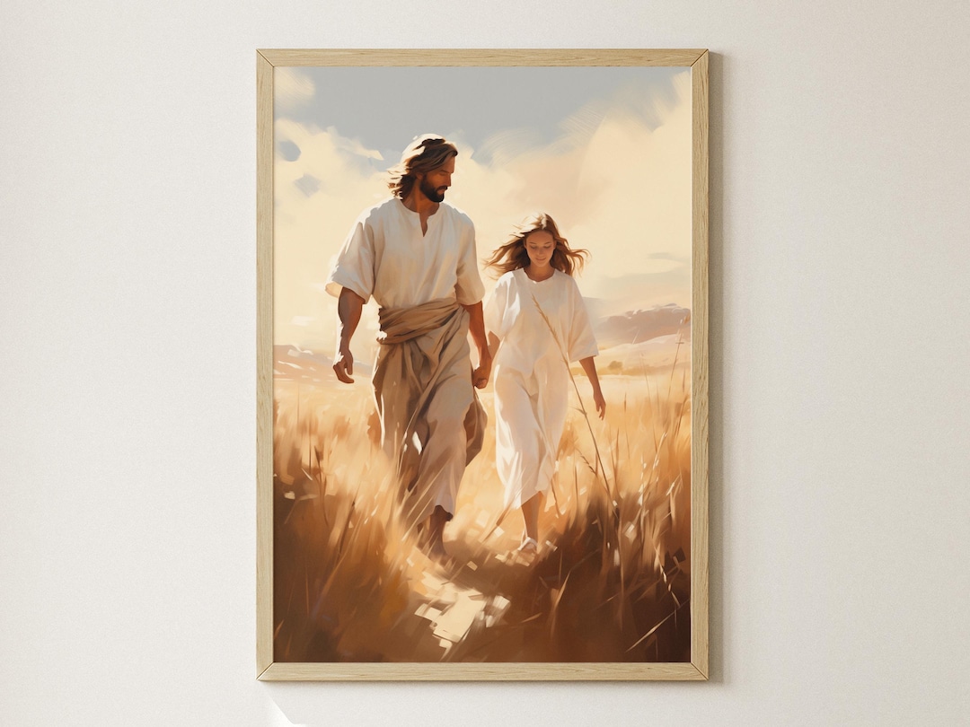 Guided by Grace, Jesus Walking With Woman Art, Jesus and Girl Art ...