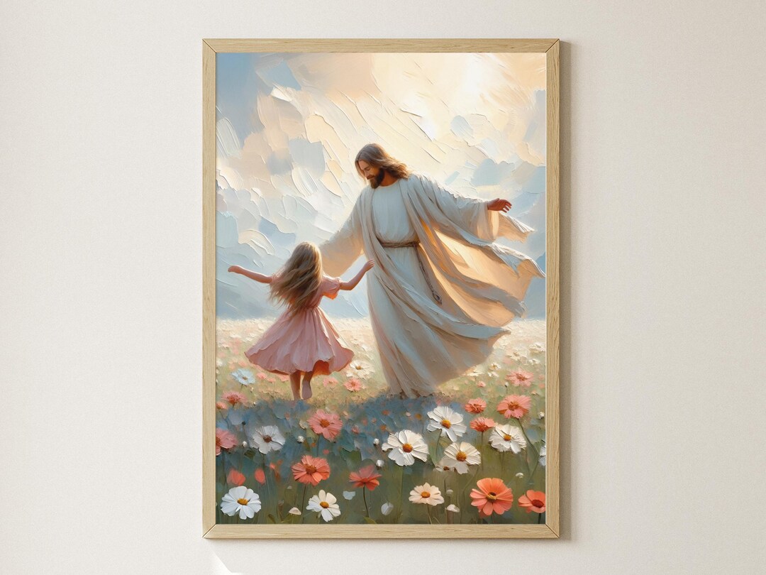 A Dance of Grace, Jesus and Girl Dancing, Little Girl LDS Art, Modern Christian Wall Art, Kids ...