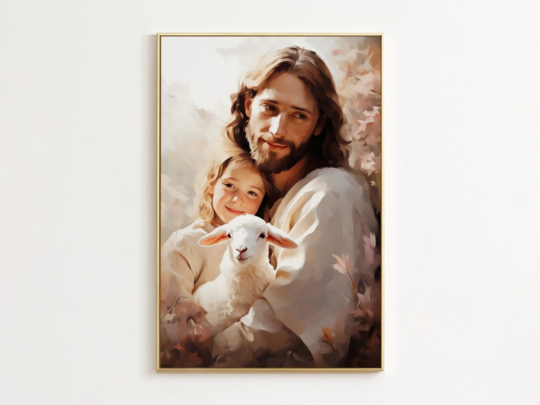 Jesus With Kid Print, Jesus Wall Art, Jesus Christ Poster, Christian ...