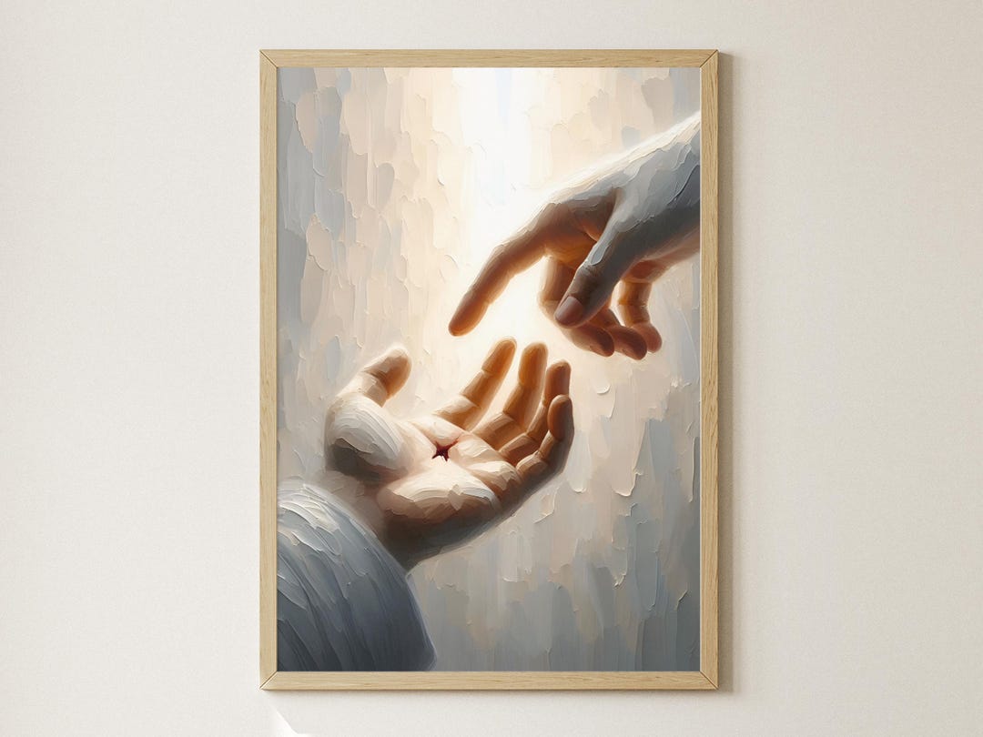 Thomas Touching Jesus Wounds Print, He is Risen Painting, Easter ...