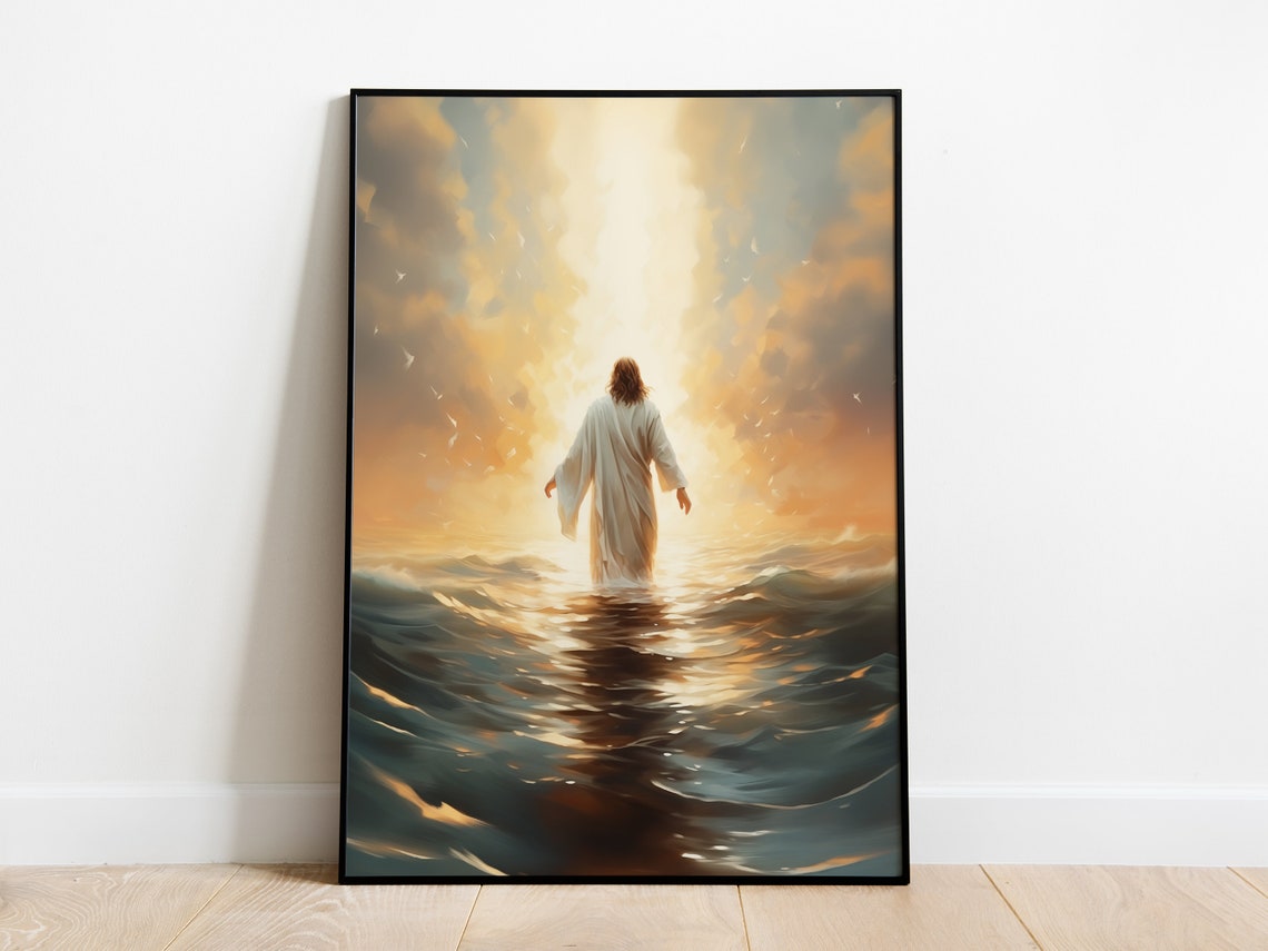 Calm Above Chaos, Jesus Walks on Water Print, Christian Artwork ...