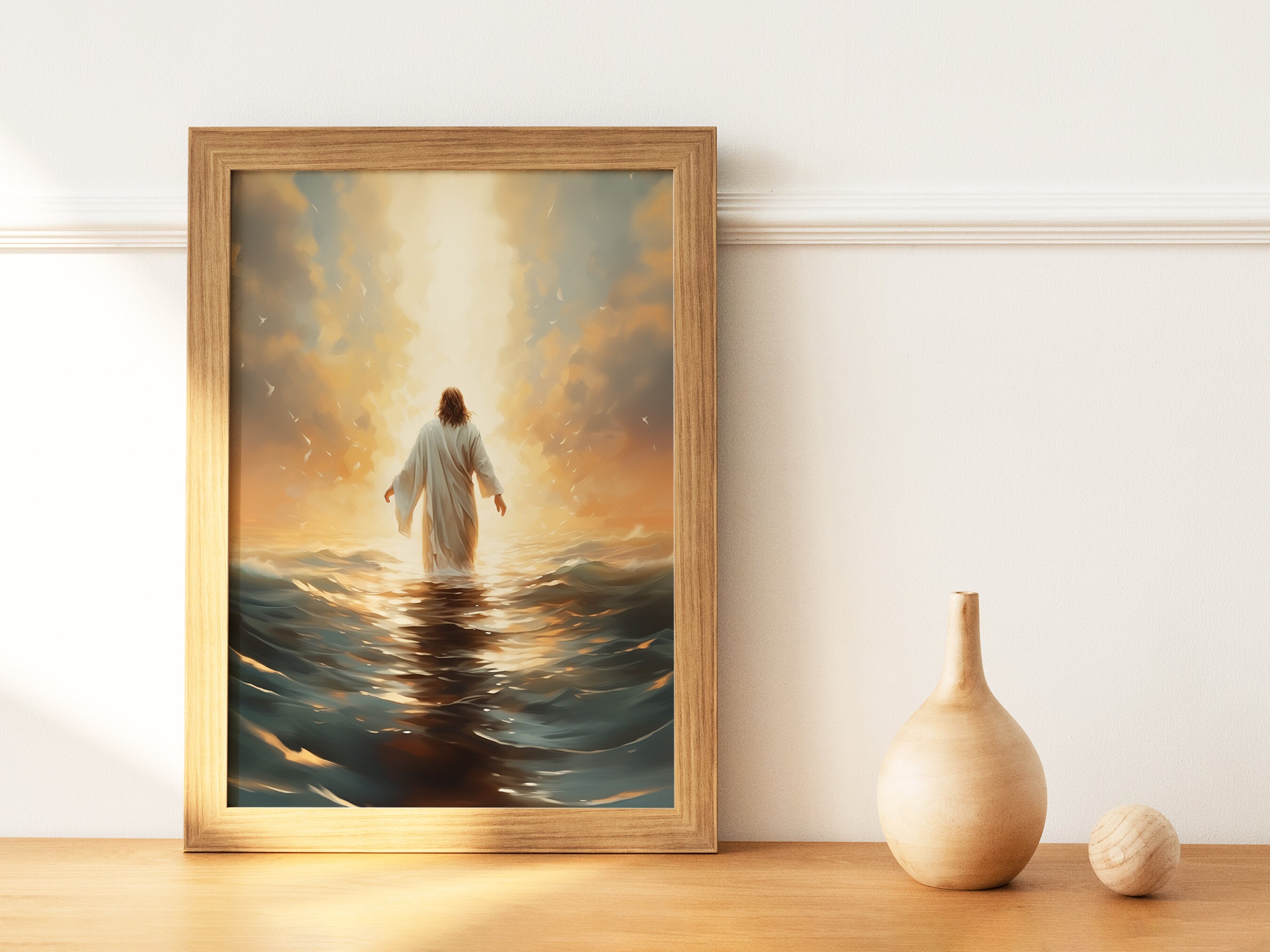 Calm Above Chaos, Jesus Walks on Water Print, Christian Artwork ...