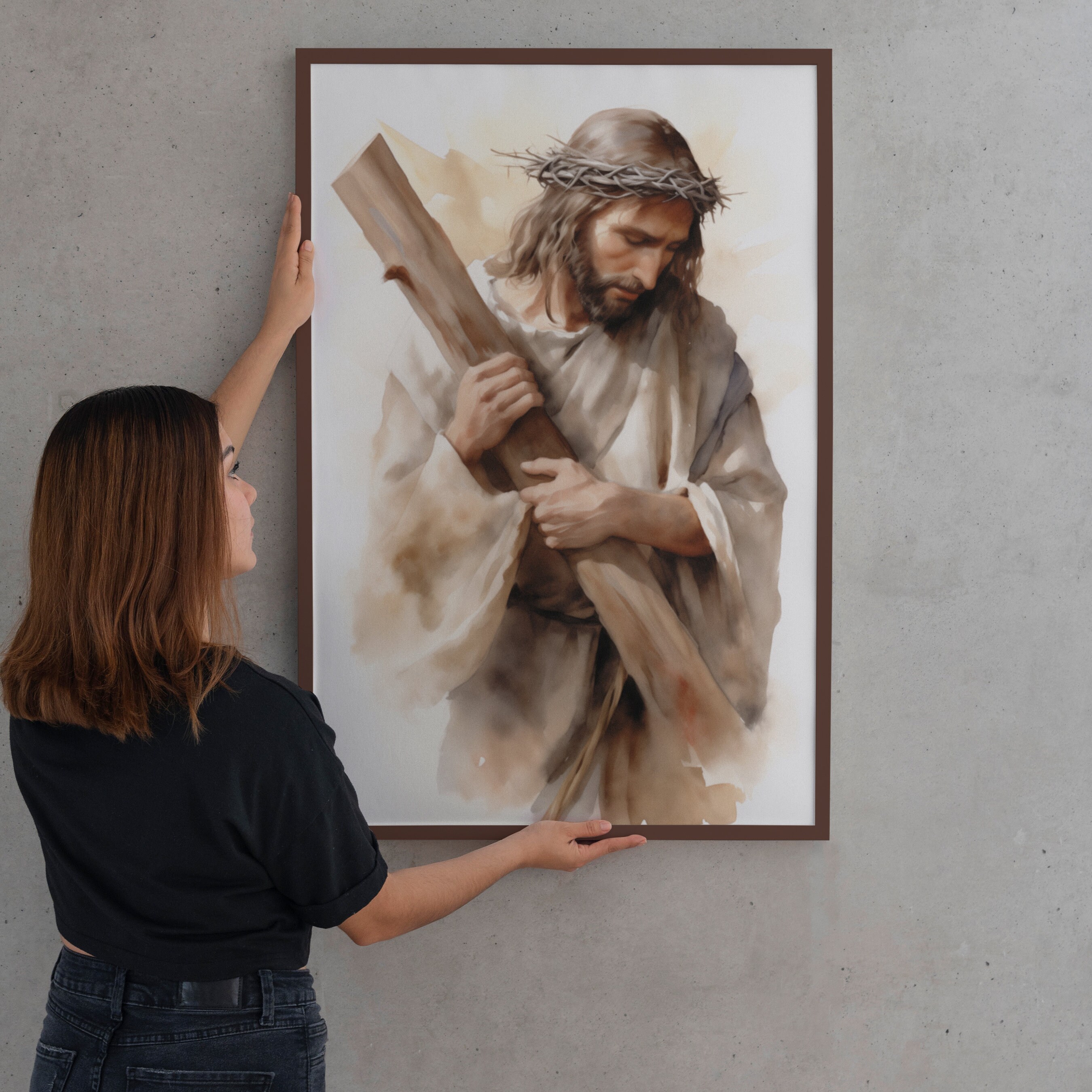 Jesus Christ Print, Jesus Carrying Cross, Crucifixion of Jesus ...