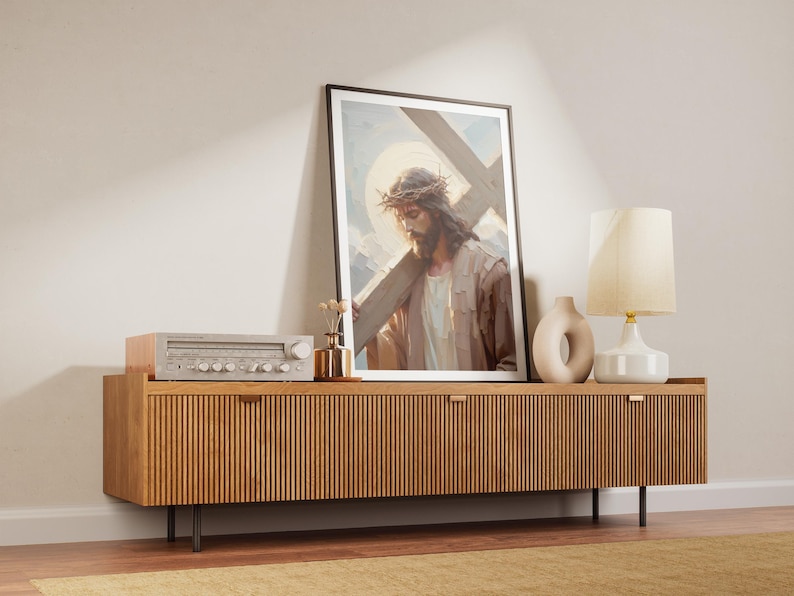 Jesus Carrying Cross Wall Art, Lent Art Print, Holy Week LDS Artwork ...