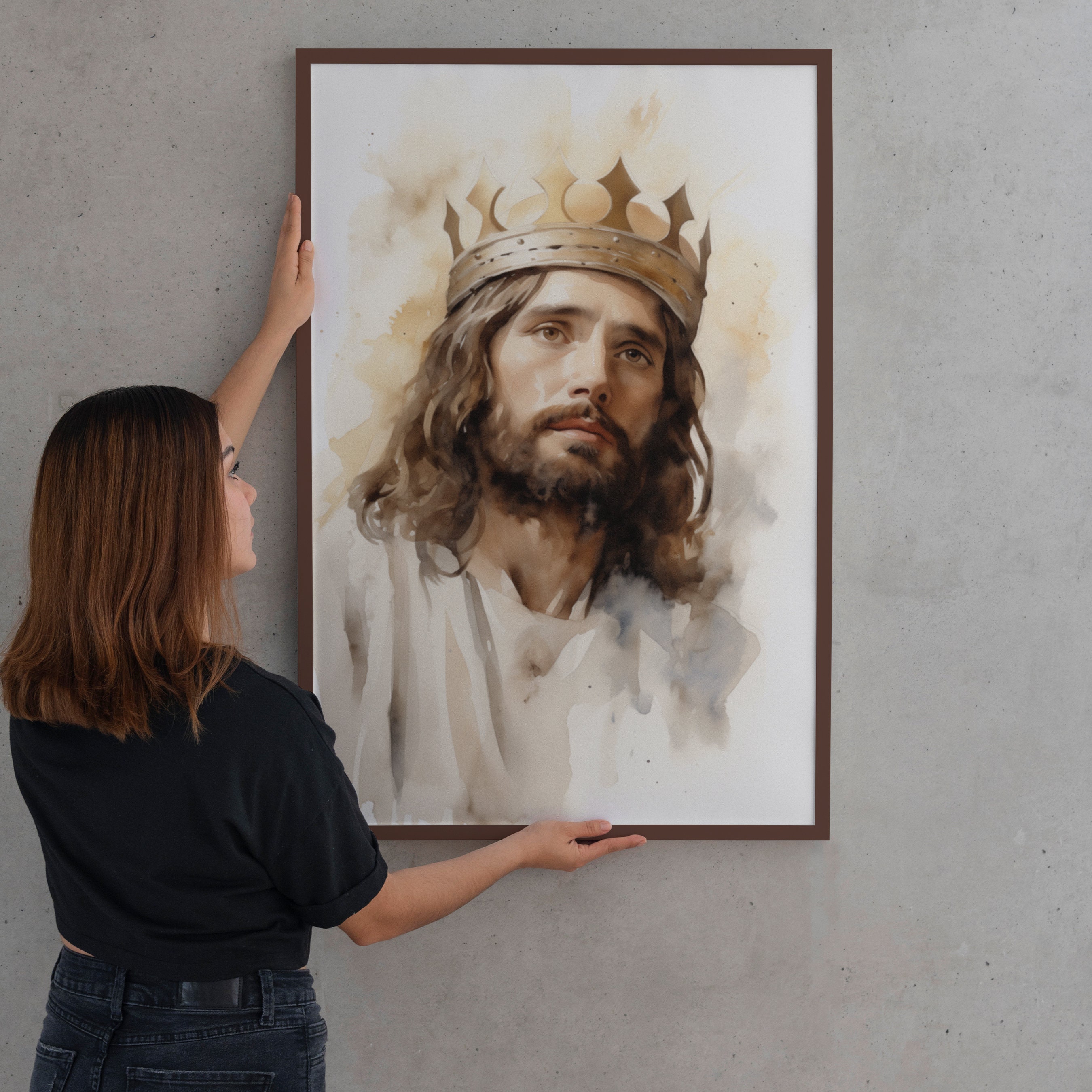 Jesus Christ Print, Jesus Wearing Crown, Jesus King of Kings, Christian ...