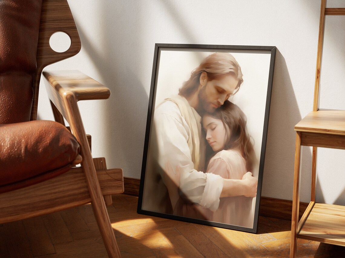 Jesus Embracing a Woman, Jesus Christ Print, Christian Art, Jesus Wall ...