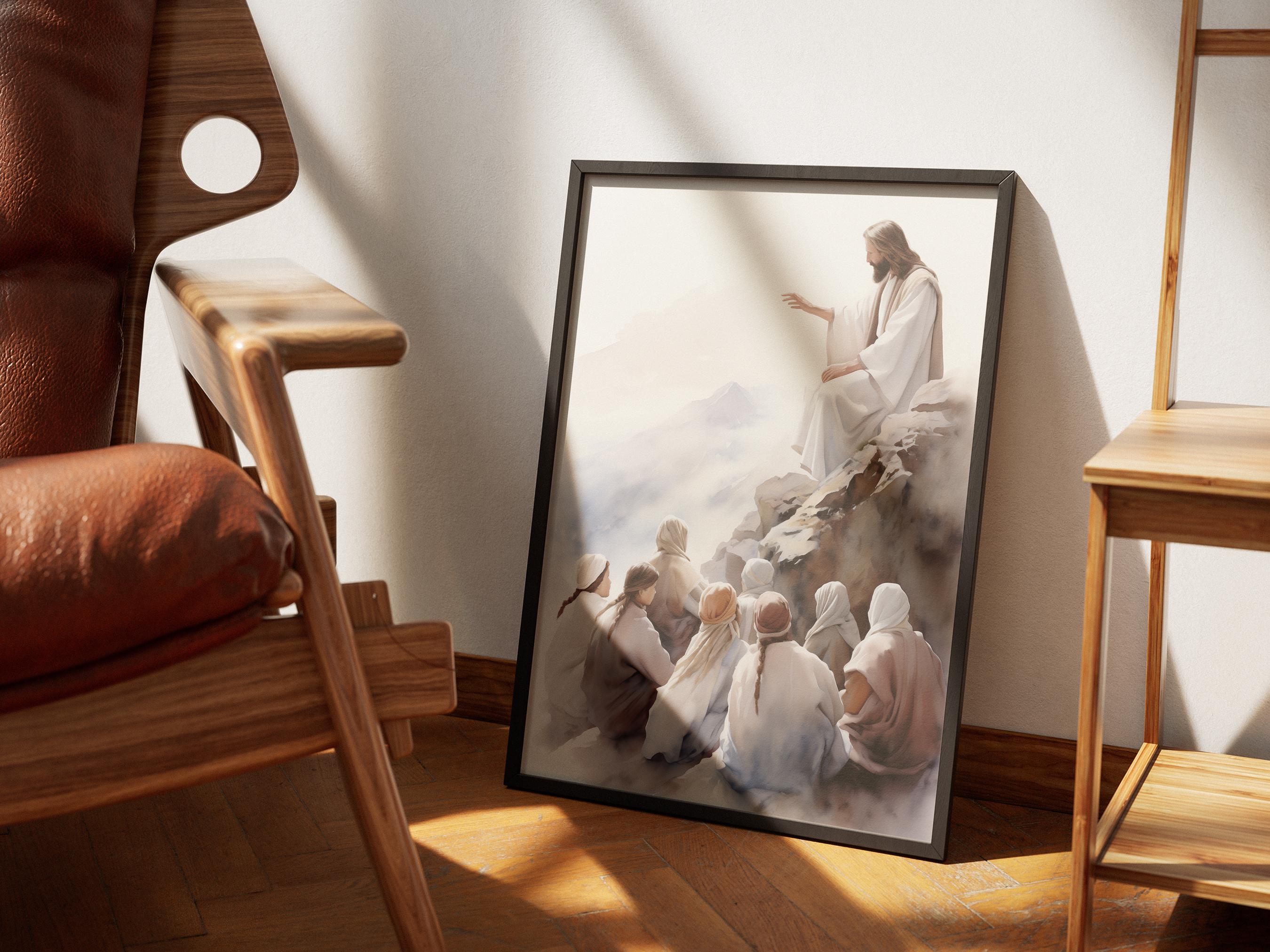 Sermon on the Mount Printable, Modern Christian Wall Art, Jesus Christ ...