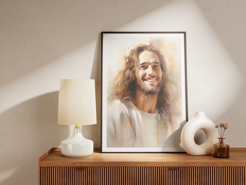 Jesus Christ Print, Jesus Smiling, Bible Art, Christian Wall Art ...