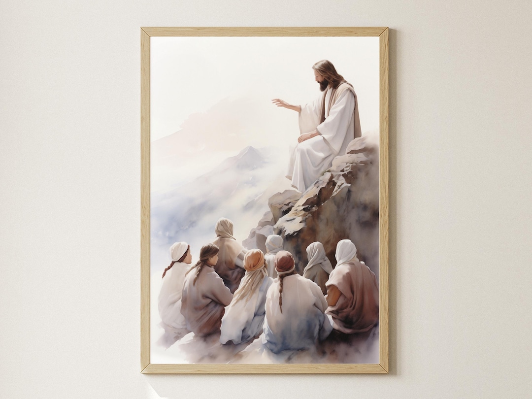 Sermon on the Mount Printable, Modern Christian Wall Art, Jesus Christ ...