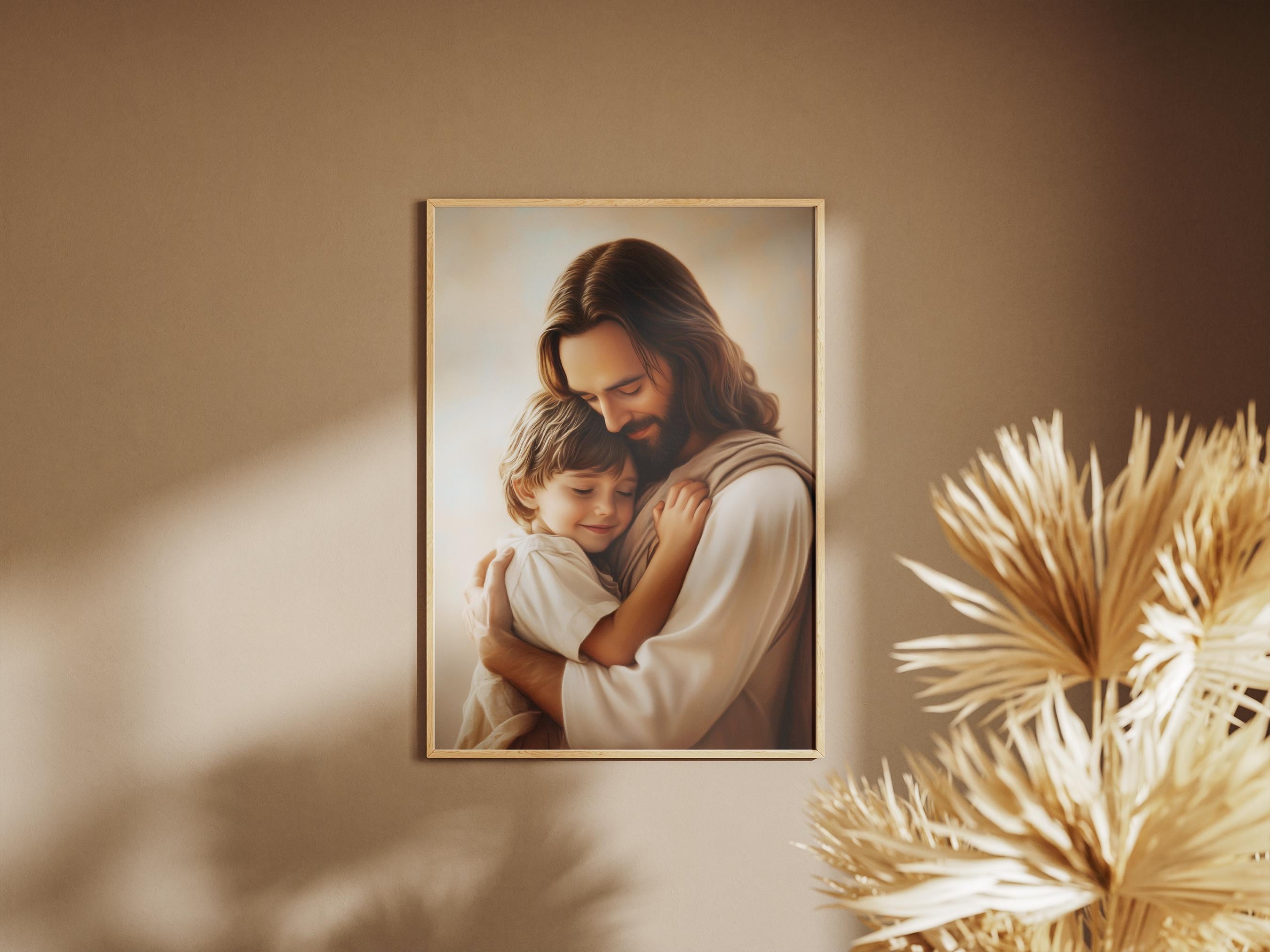 Jesus Hugging Boy, LDS Baptism Gift Boy, First Communion Gift, Nursery ...