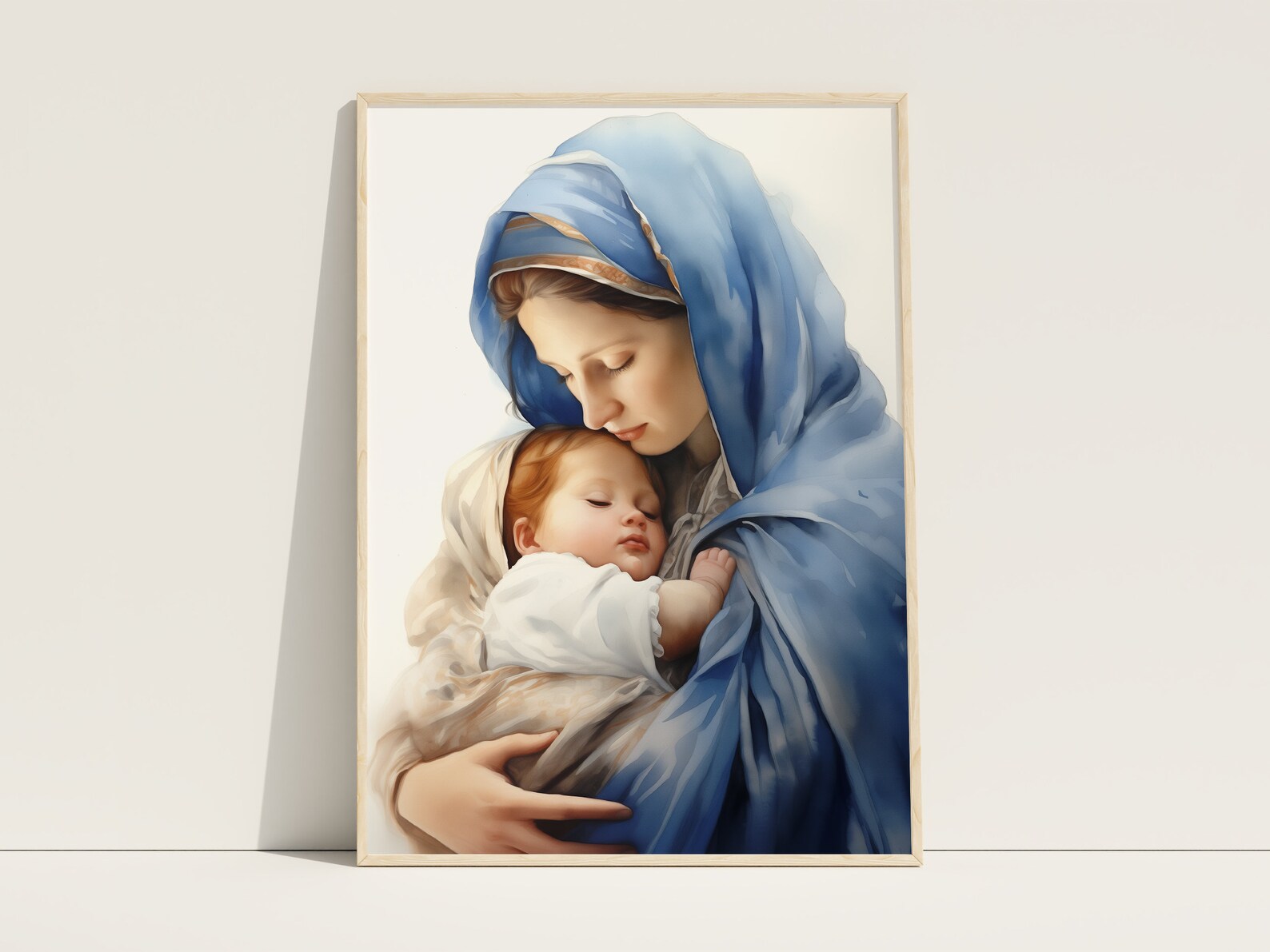 Mary and Baby Jesus Print, Mary Mother of God, Bible Art, Christian ...