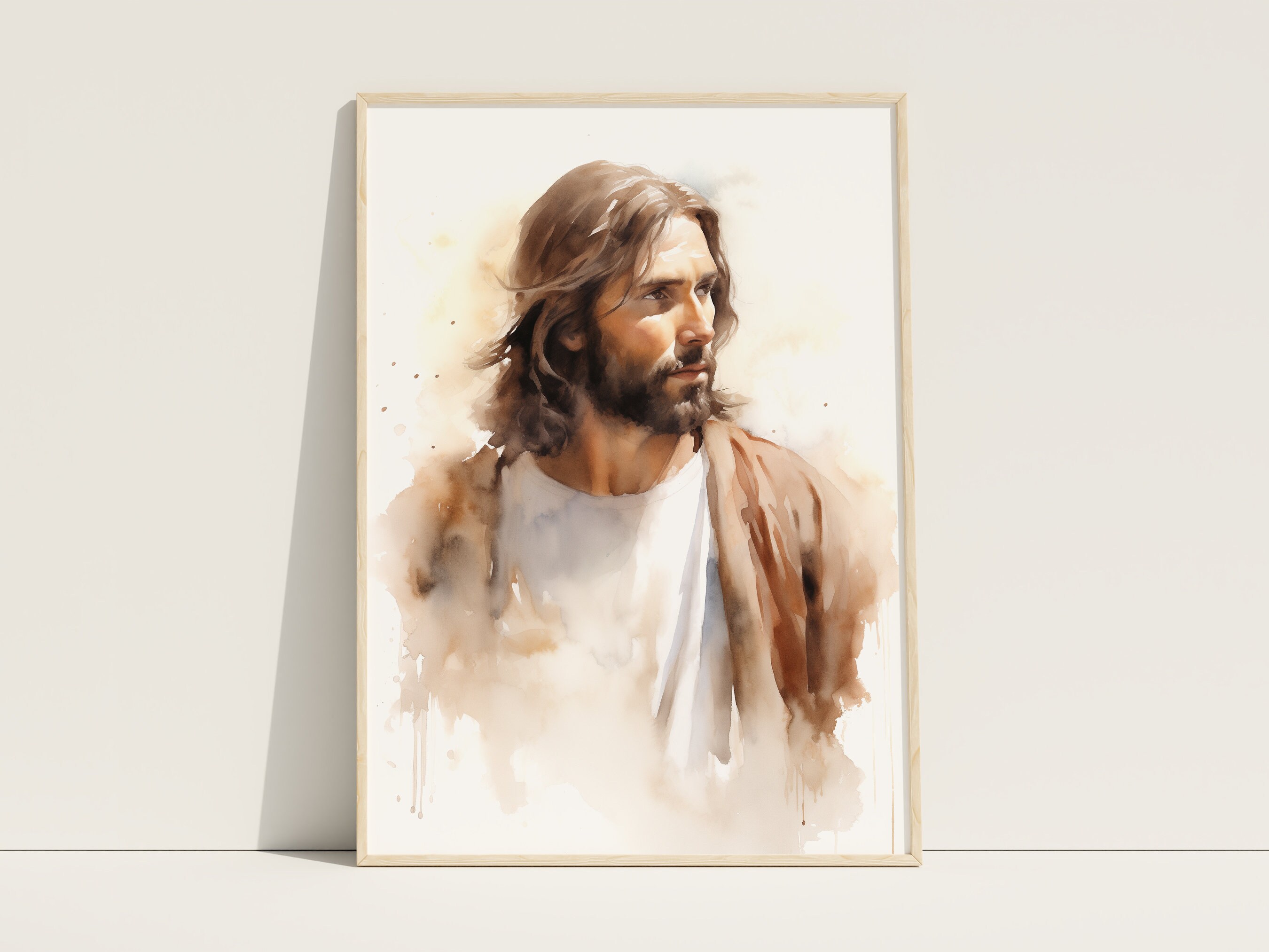 Jesus Christ Print, Jesus Painting, Bible Art, Christian Wall Art, Neutral Colors, Son of God ...