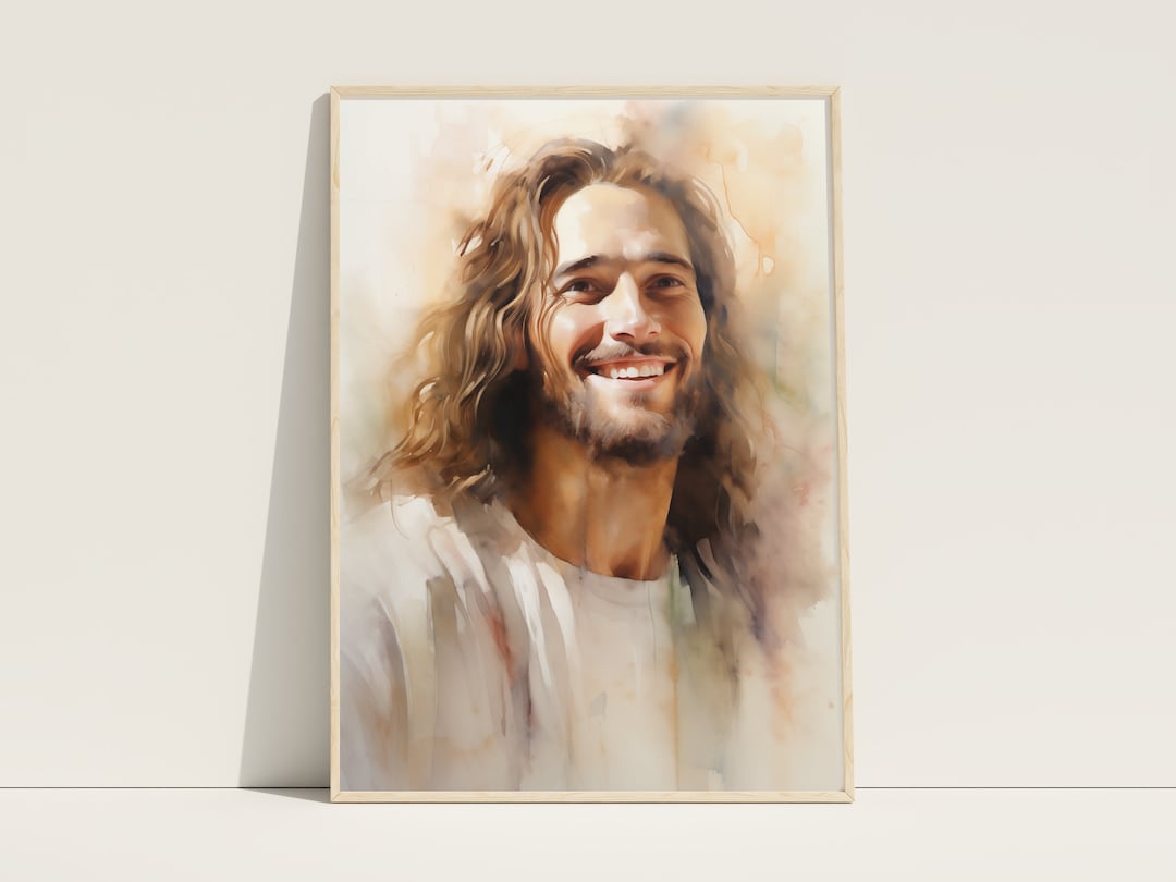 Jesus Christ Print, Jesus Smiling, Bible Art, Christian Wall Art ...