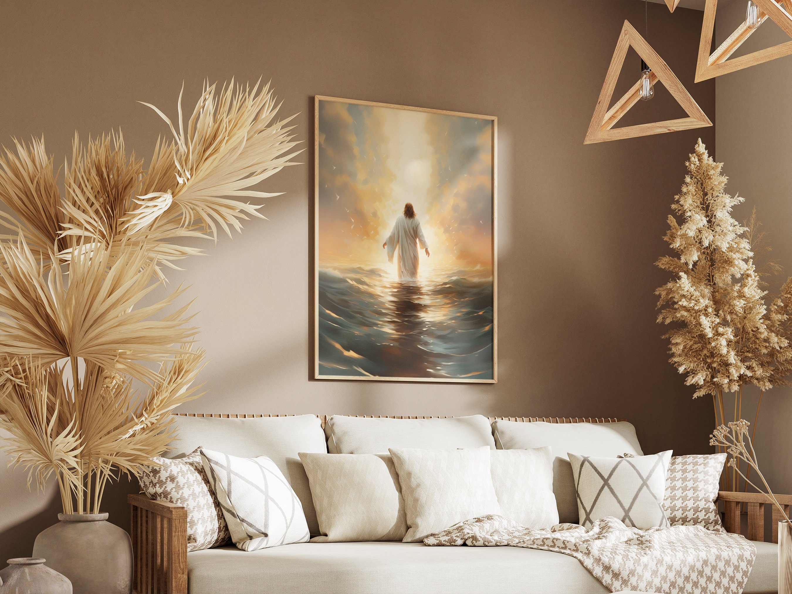 Calm Above Chaos, Jesus Walks on Water Print, Christian Artwork ...