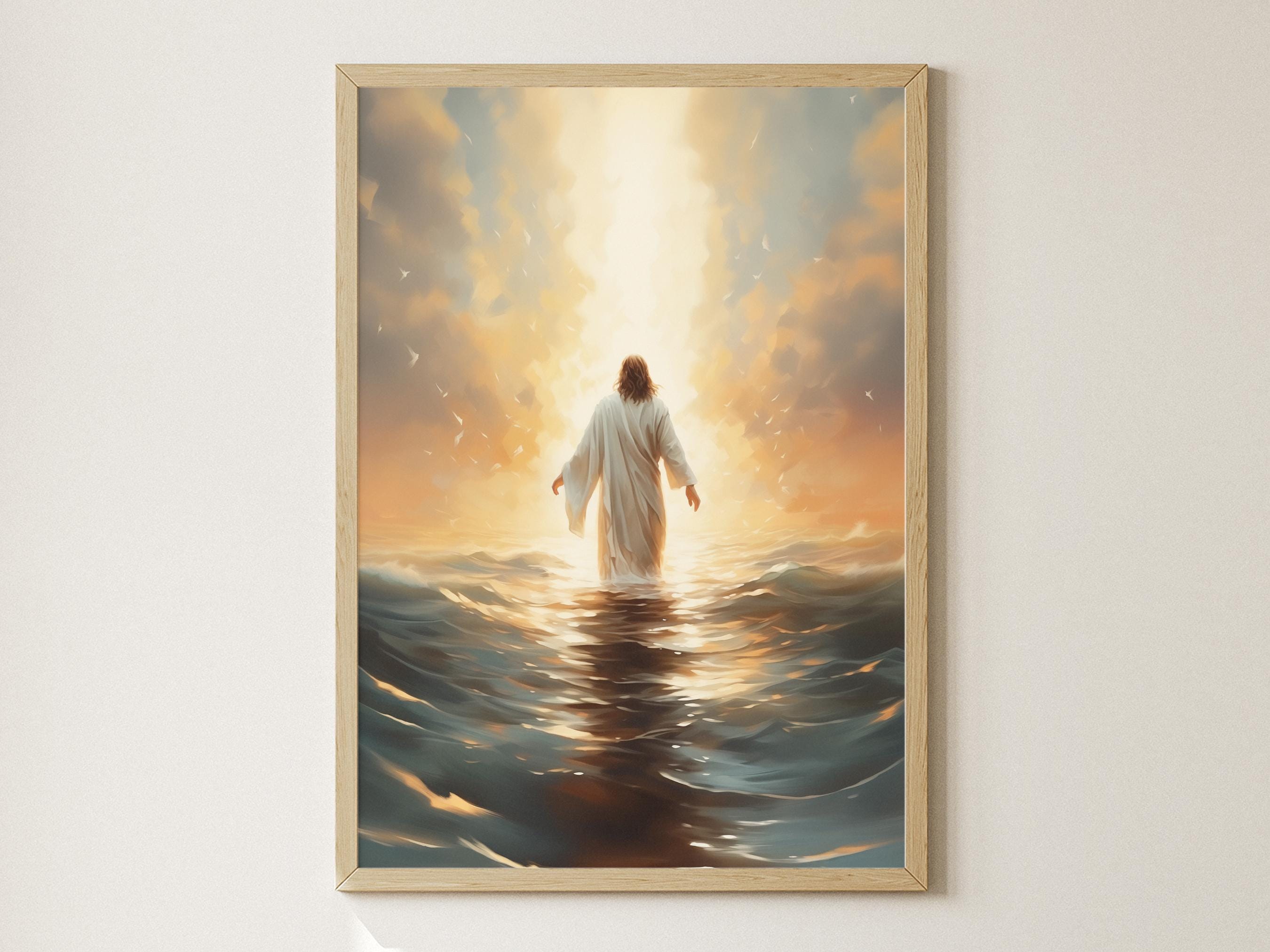 Calm Above Chaos, Jesus Walks on Water Print, Christian Artwork ...
