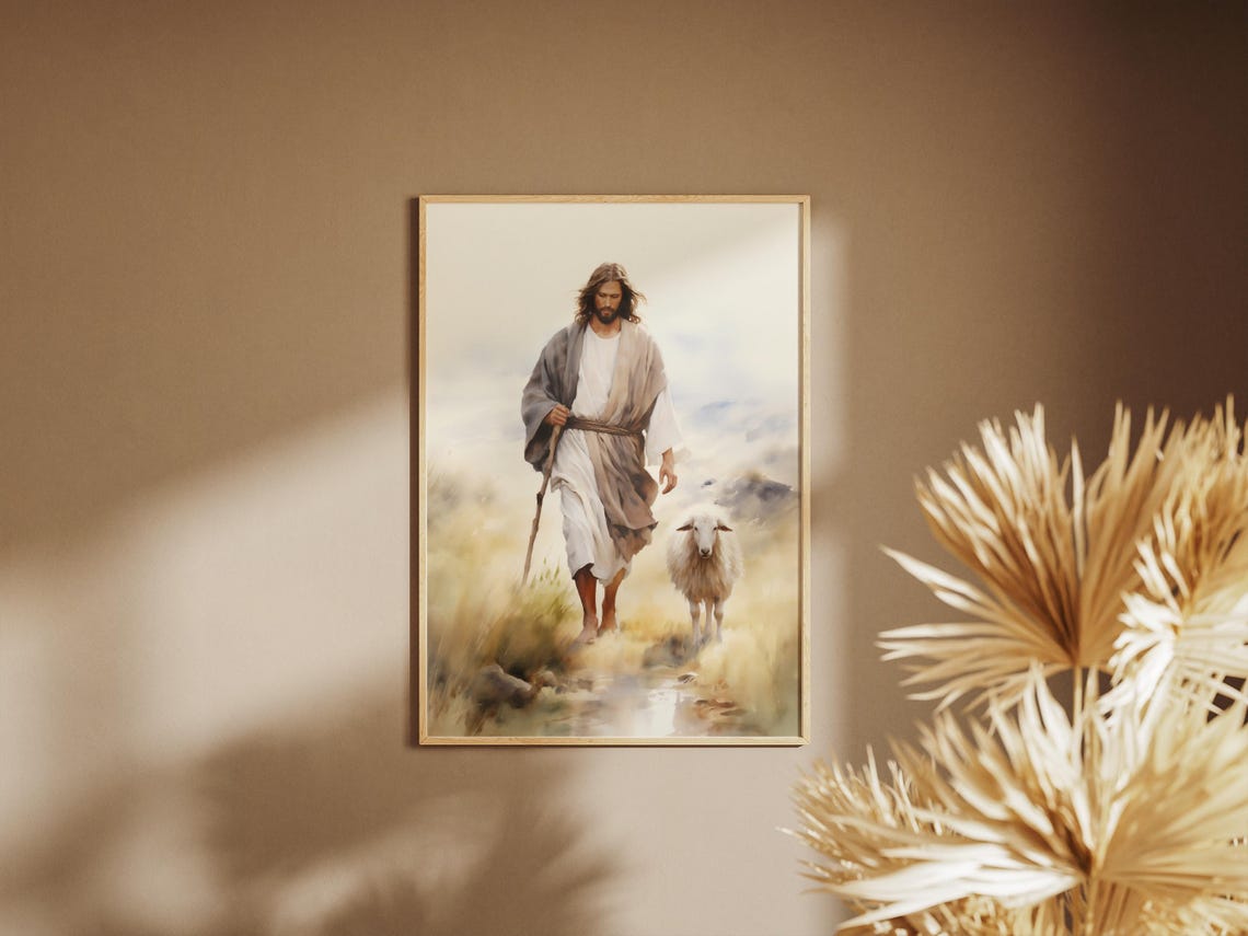 Jesus Christus der gute Hirte Kunst, Jesus und das Lamm Digitaldruck ...
