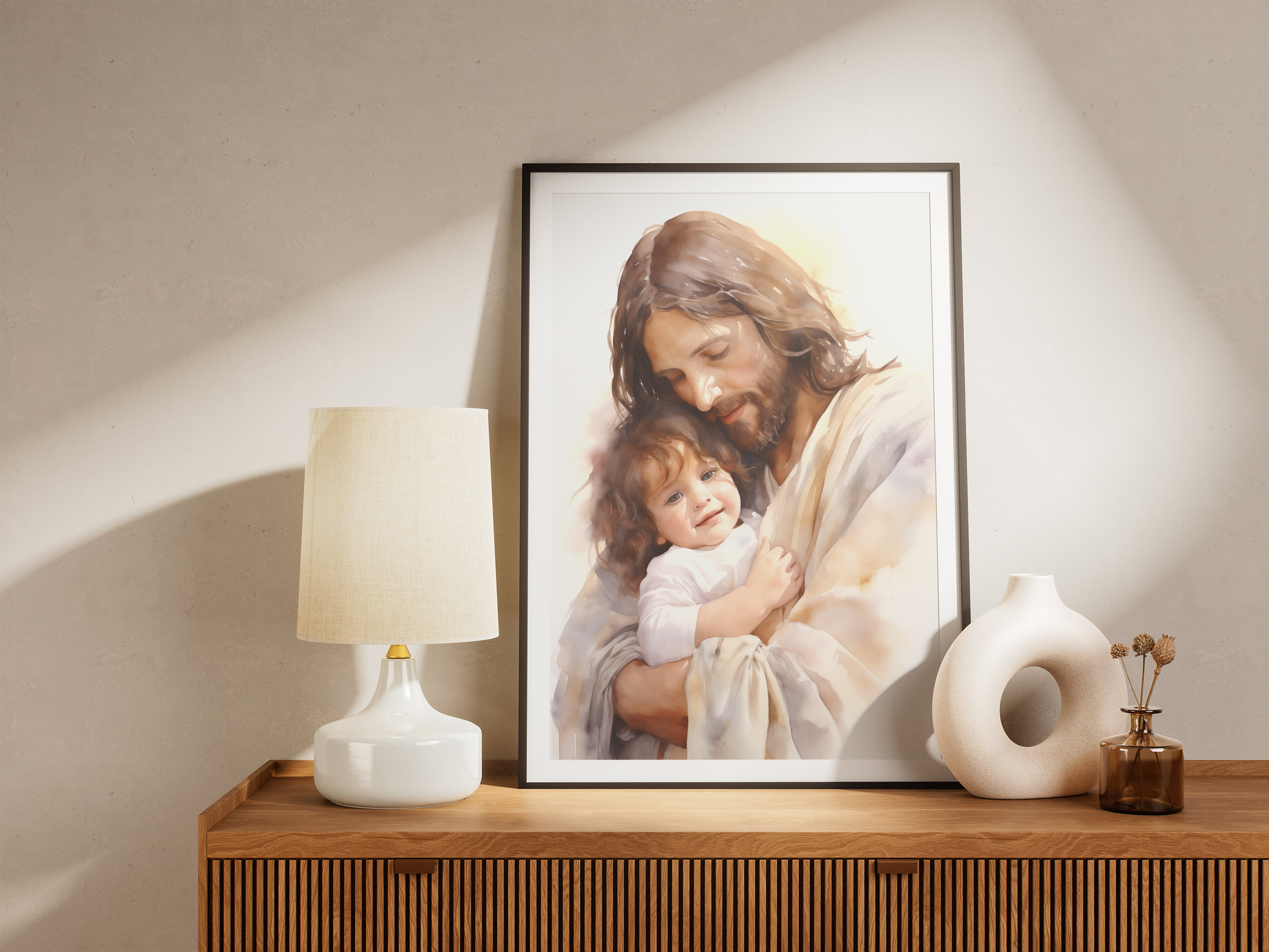 Jesus Hugging a Child, Baptism Gift, Jesus Christ Painting, Bible Art ...