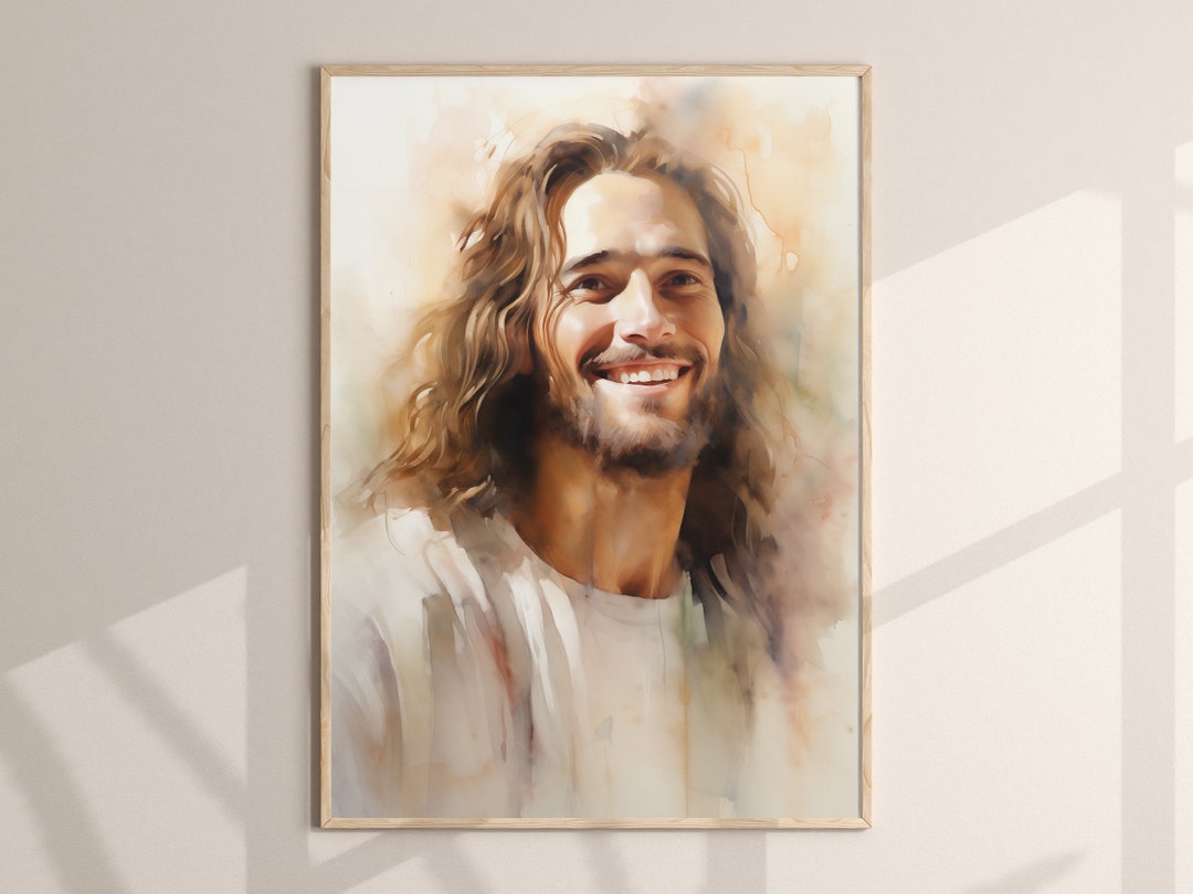 Jesus Christ Print Jesus Smiling Bible Art Christian Wall - Etsy