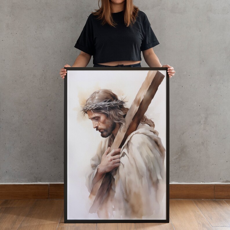 Jesus Christ Print, Jesus Carrying Cross, Good Friday Print ...