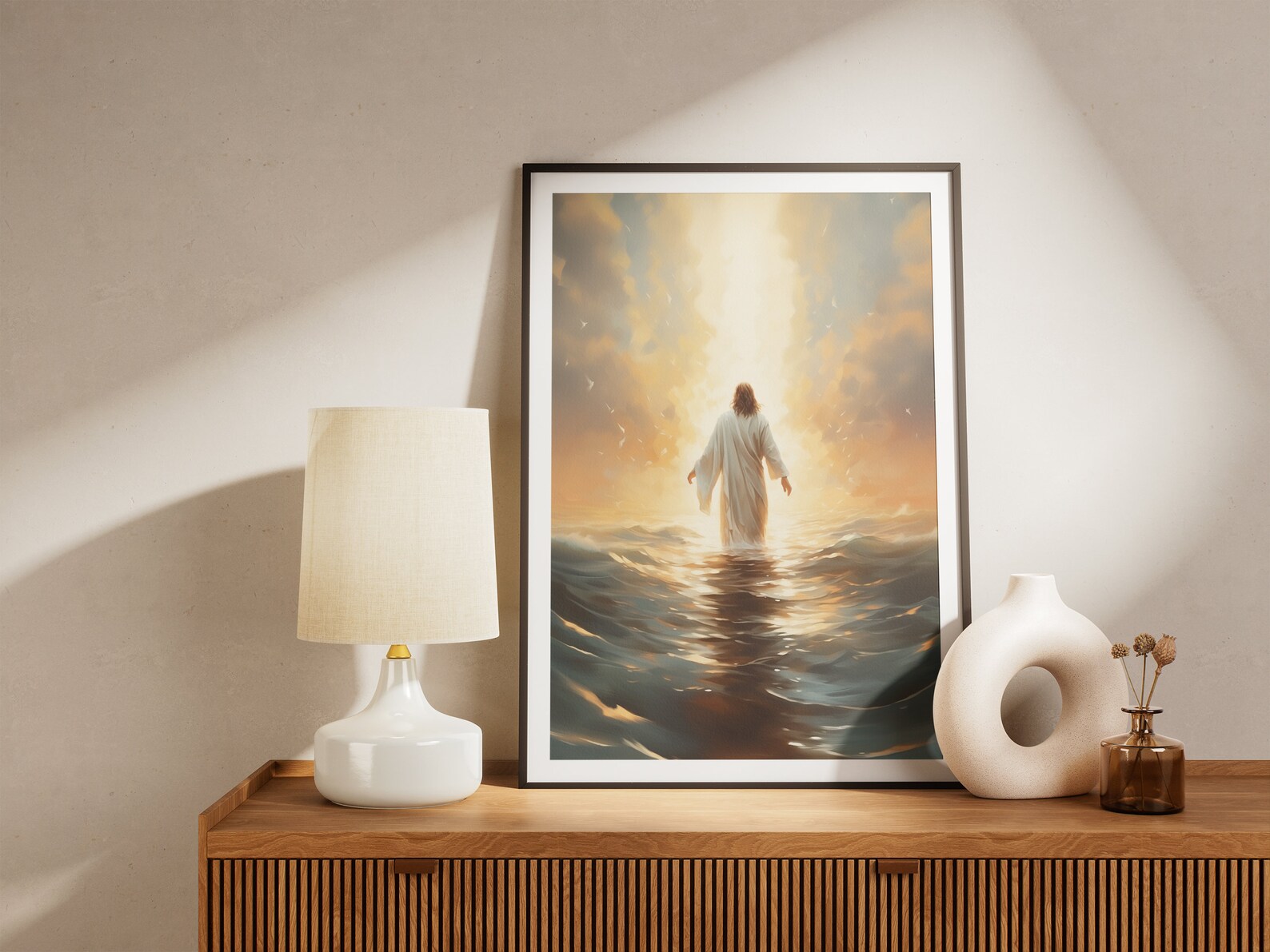 Calm Above Chaos, Jesus Walks on Water Print, Christian Artwork ...