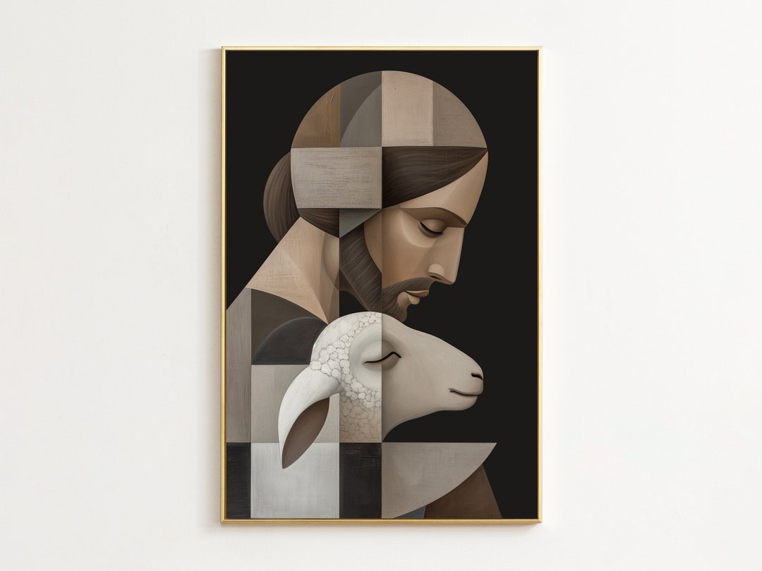 Jesus and the Lamb Print, Christian Wall Art, Lamb of God, Christian ...