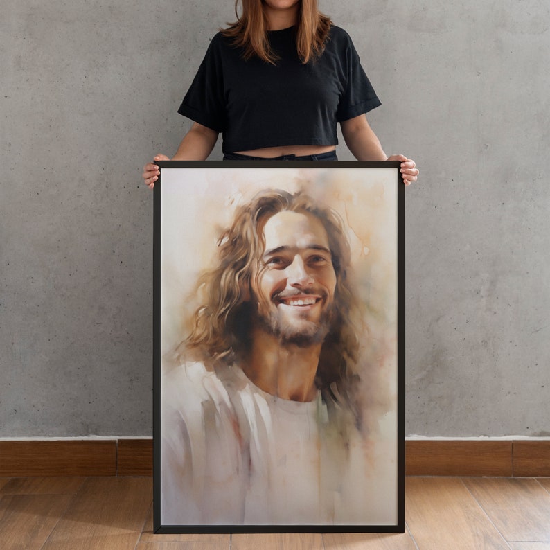 Jesus Christ Print, Jesus Smiling, Bible Art, Christian Wall Art ...