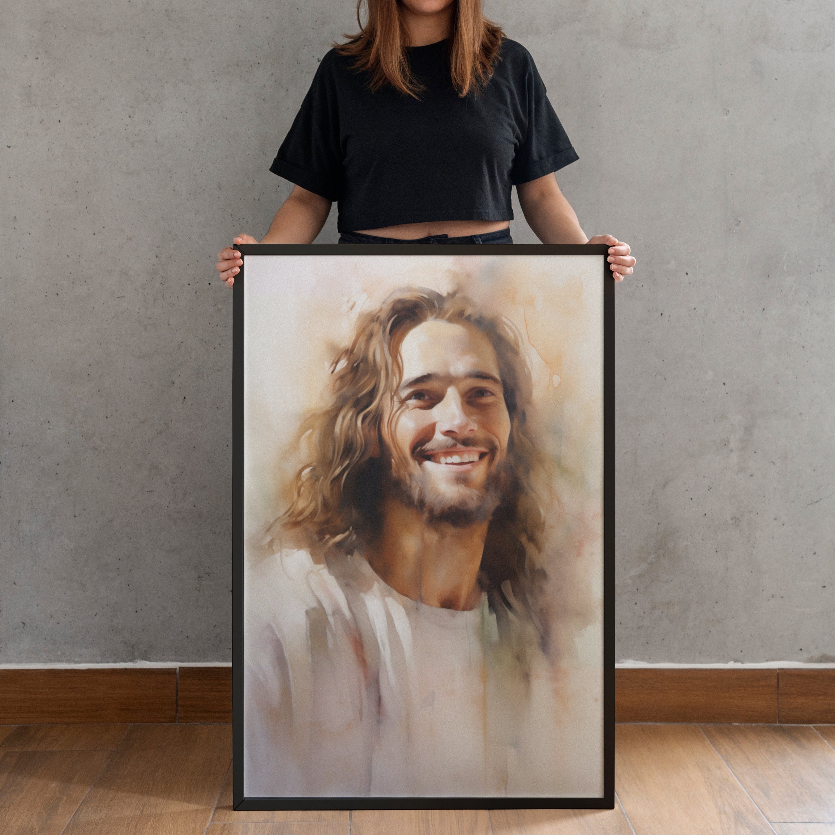 Jesus Christ Print, Jesus Smiling, Bible Art, Christian Wall Art ...