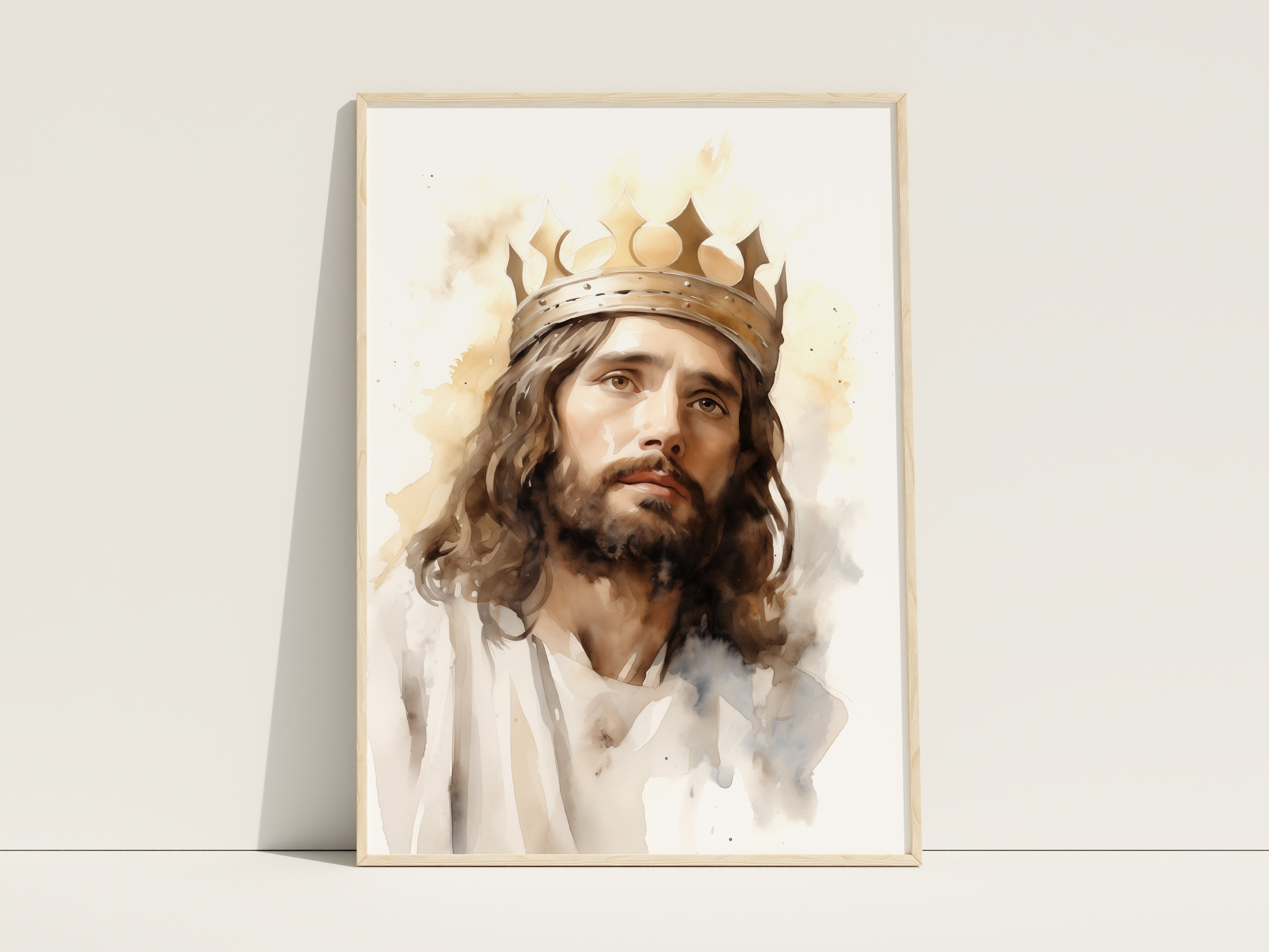 Jesus Christ Print, Jesus Wearing Crown, Jesus King of Kings, Bible Art, Christian Wall Art ...