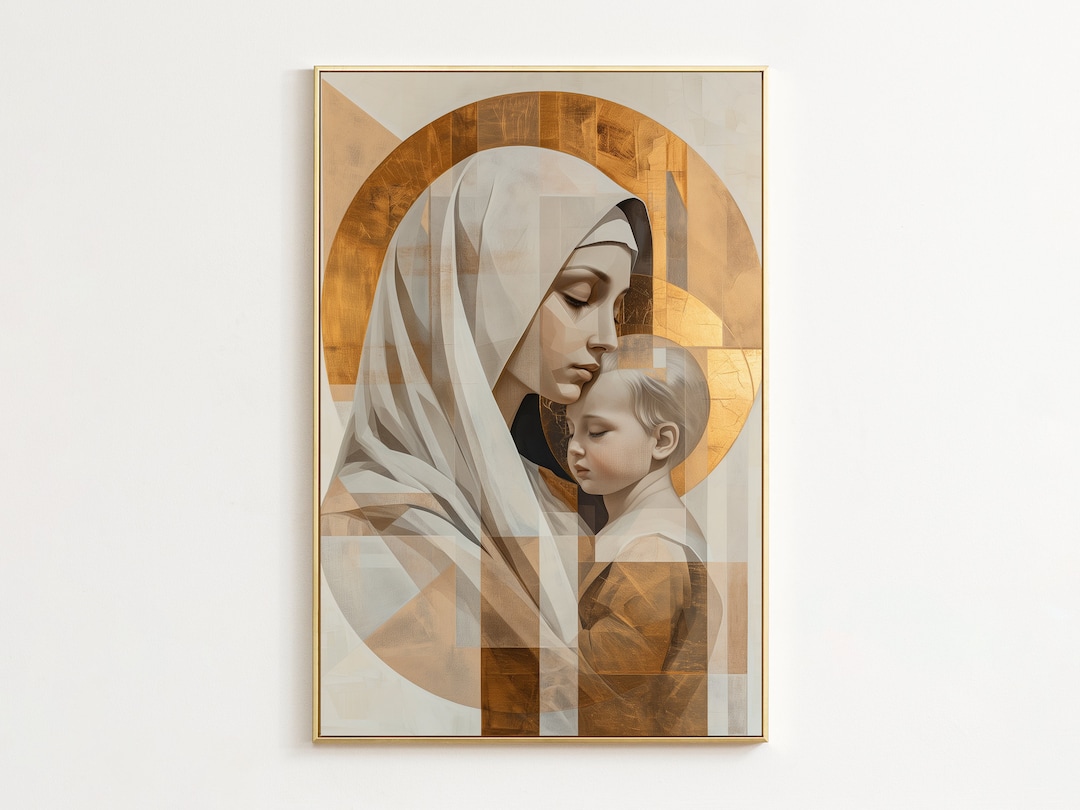 Mother Marry and Baby Jesus, Nativity of Jesus Print, Contemporary ...