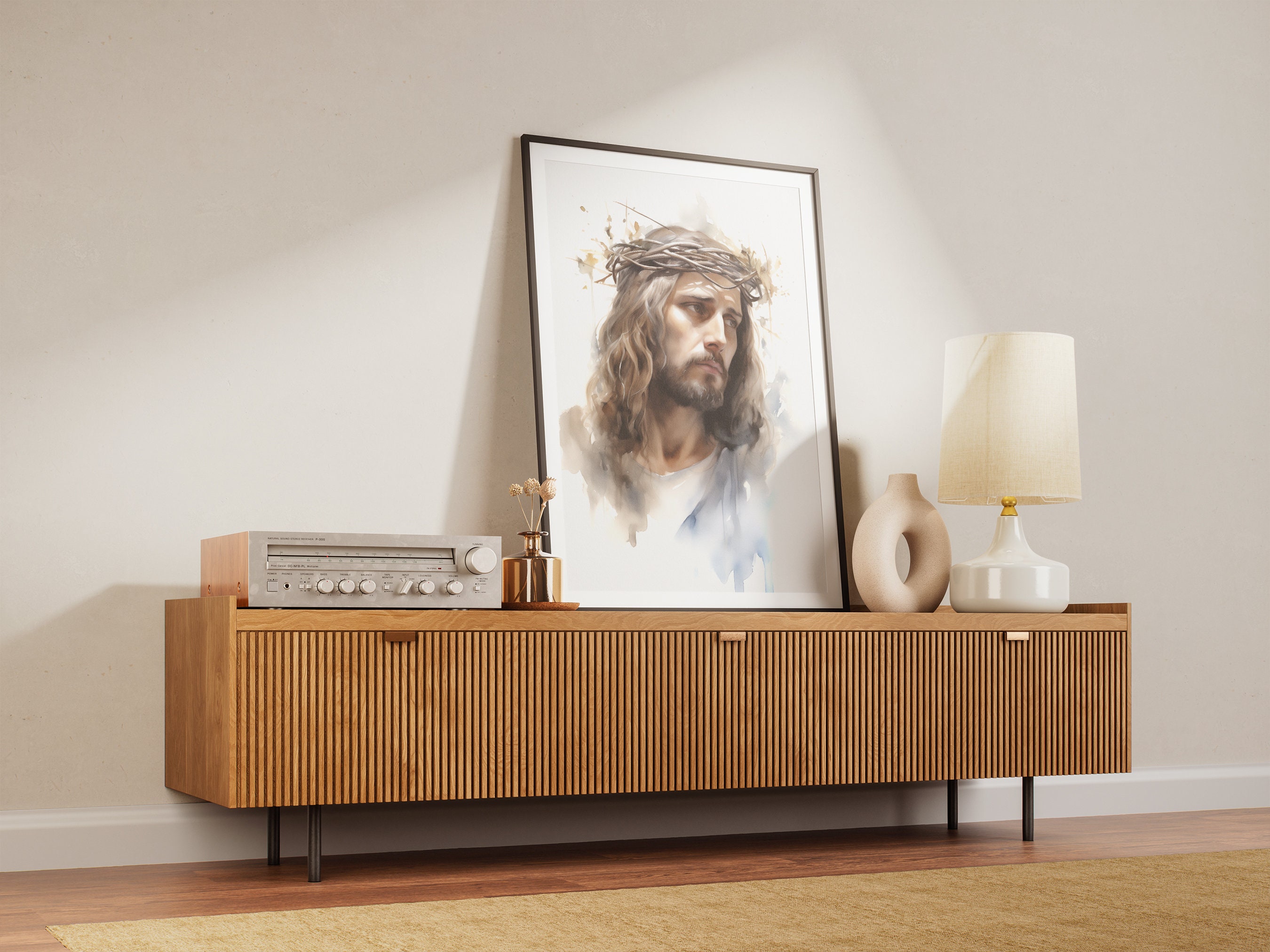 Jesus Christ Print, Jesus Wearing Crown of Thorns, Bible Art, Christian ...