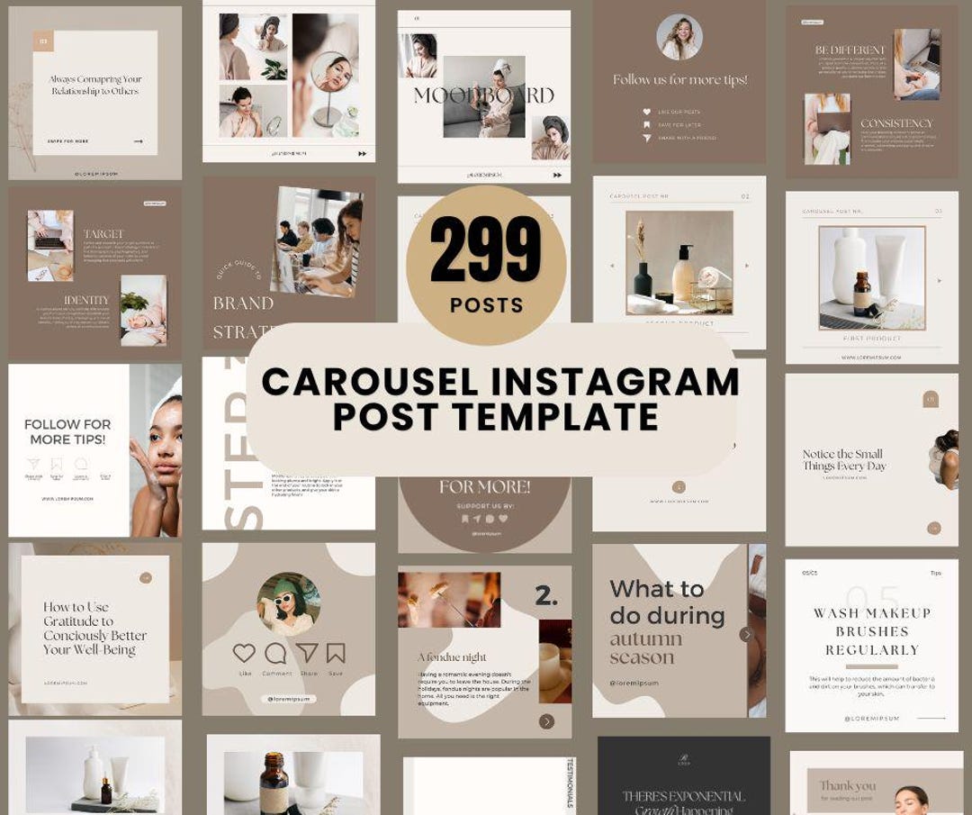 299 Carousel Instagram Post Template, Creative Editable Graphics for Stunning Social Media ...