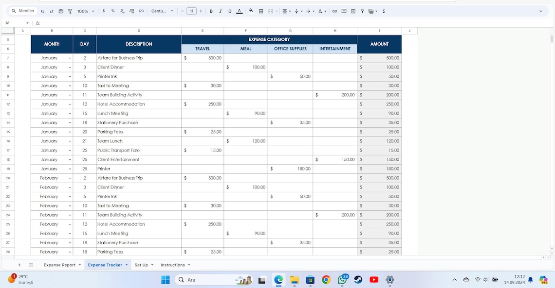 Expense Report Template, Google Sheets Tracker for Restaurants ...