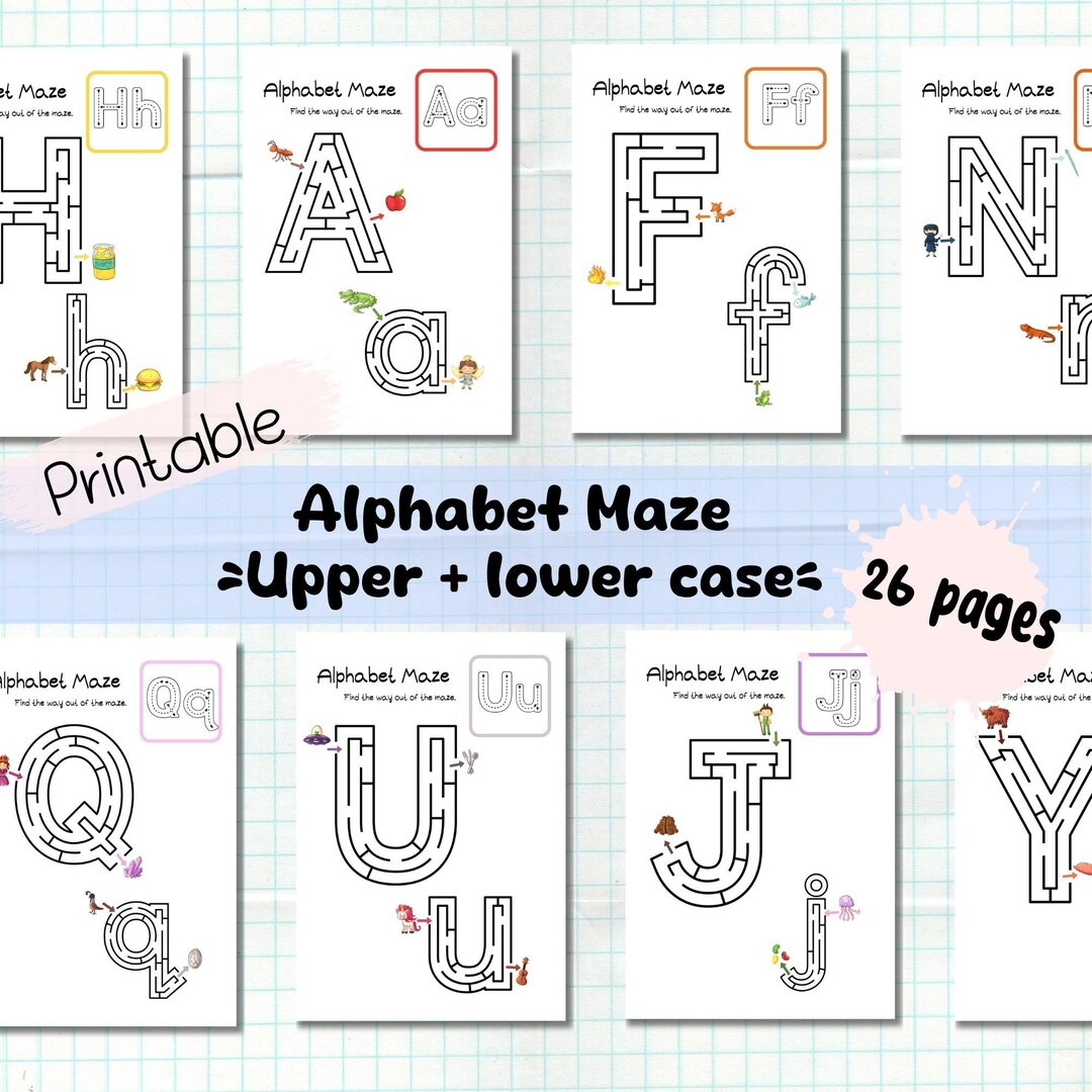 Alphabet Adventure Maze Worksheets – Uppercase & Lowercase Letter ...