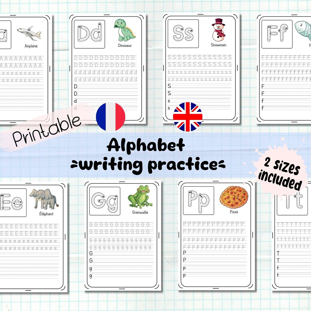 Bilingual Alphabet Tracing Worksheets | English and French | A4 and US ...