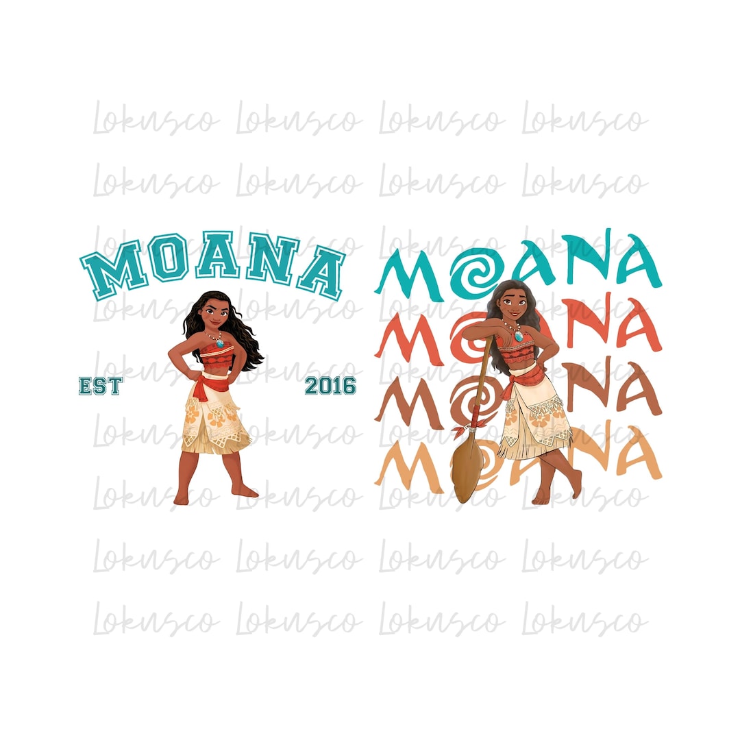 Moana Two-side Bundle PNG, Moana Shirt Png, Moana Clipart, Retro Moana ...