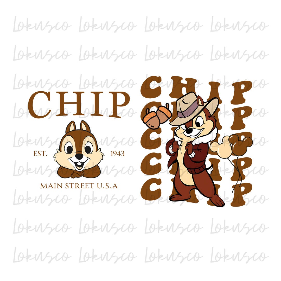 Disney Chipmunk Main Street Two-sided Svg Png, Chip and Dale Png ...