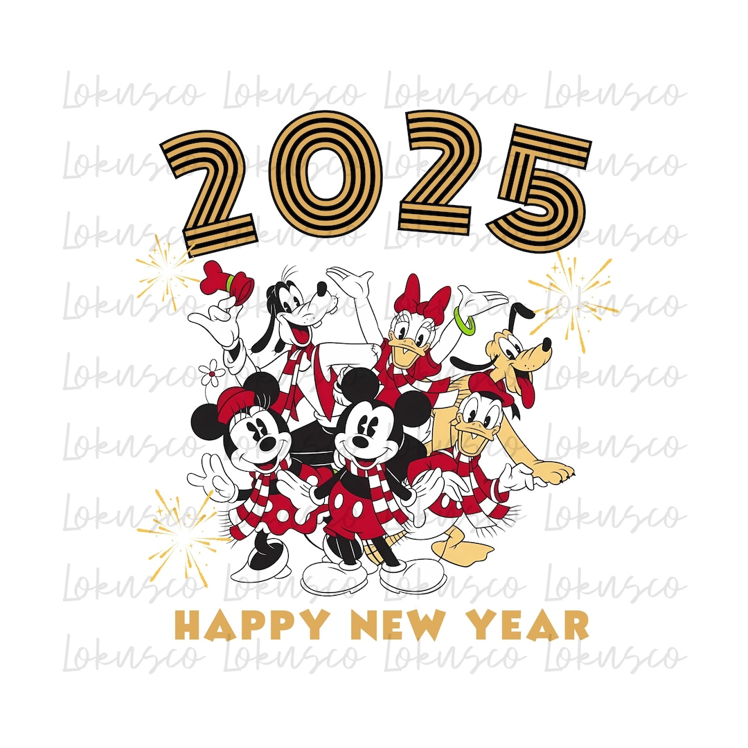 Mickey and Friends Happy New Year 2025 Png, New Year 2025 Png, Holiday ...
