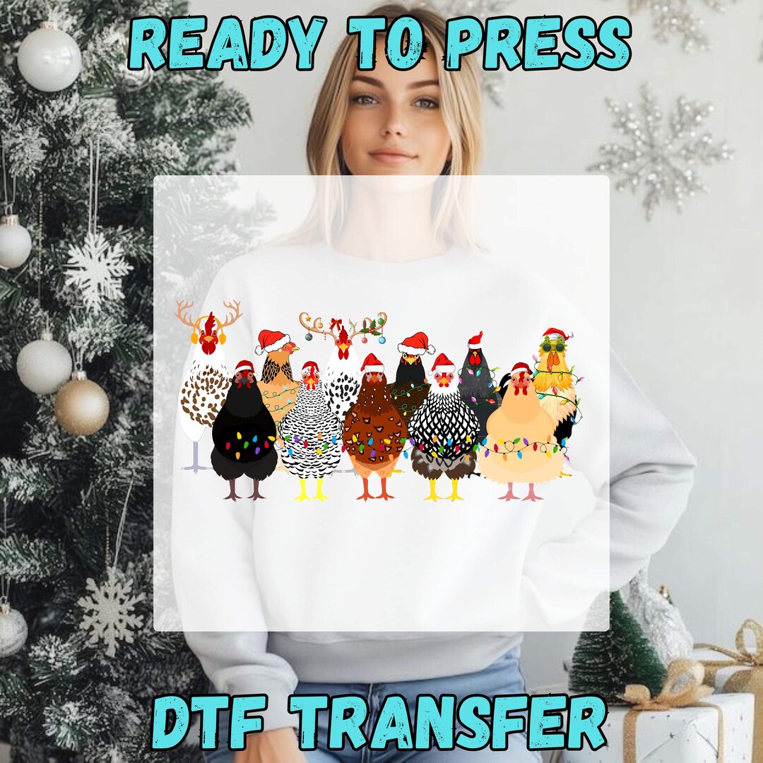 Chickens Christmas DTF Transfer, Ready to Press, Iron-on Transfer - Etsy