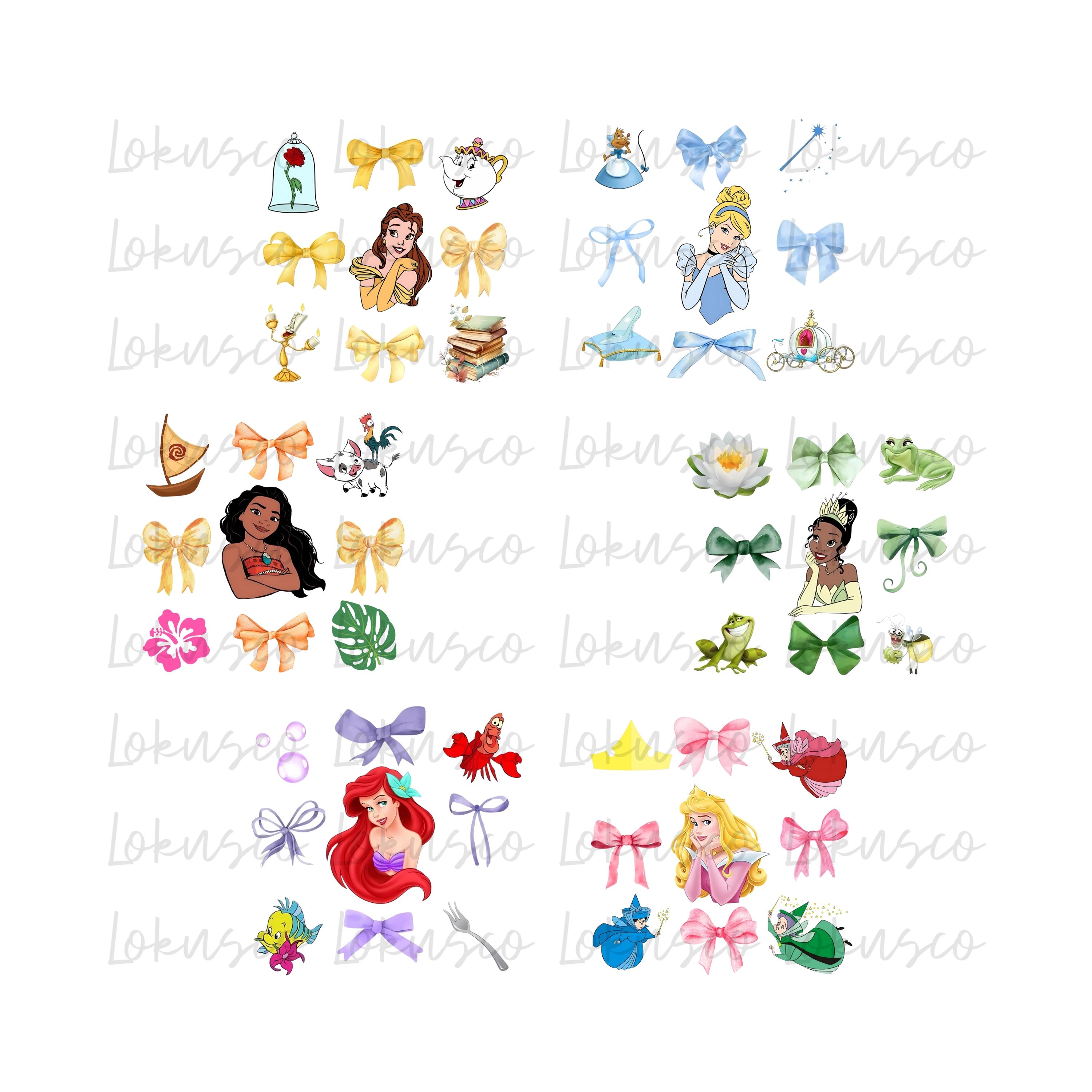 Disney Princesses Coquette Bundle PNG, Disneyland Princess Png, Belle ...